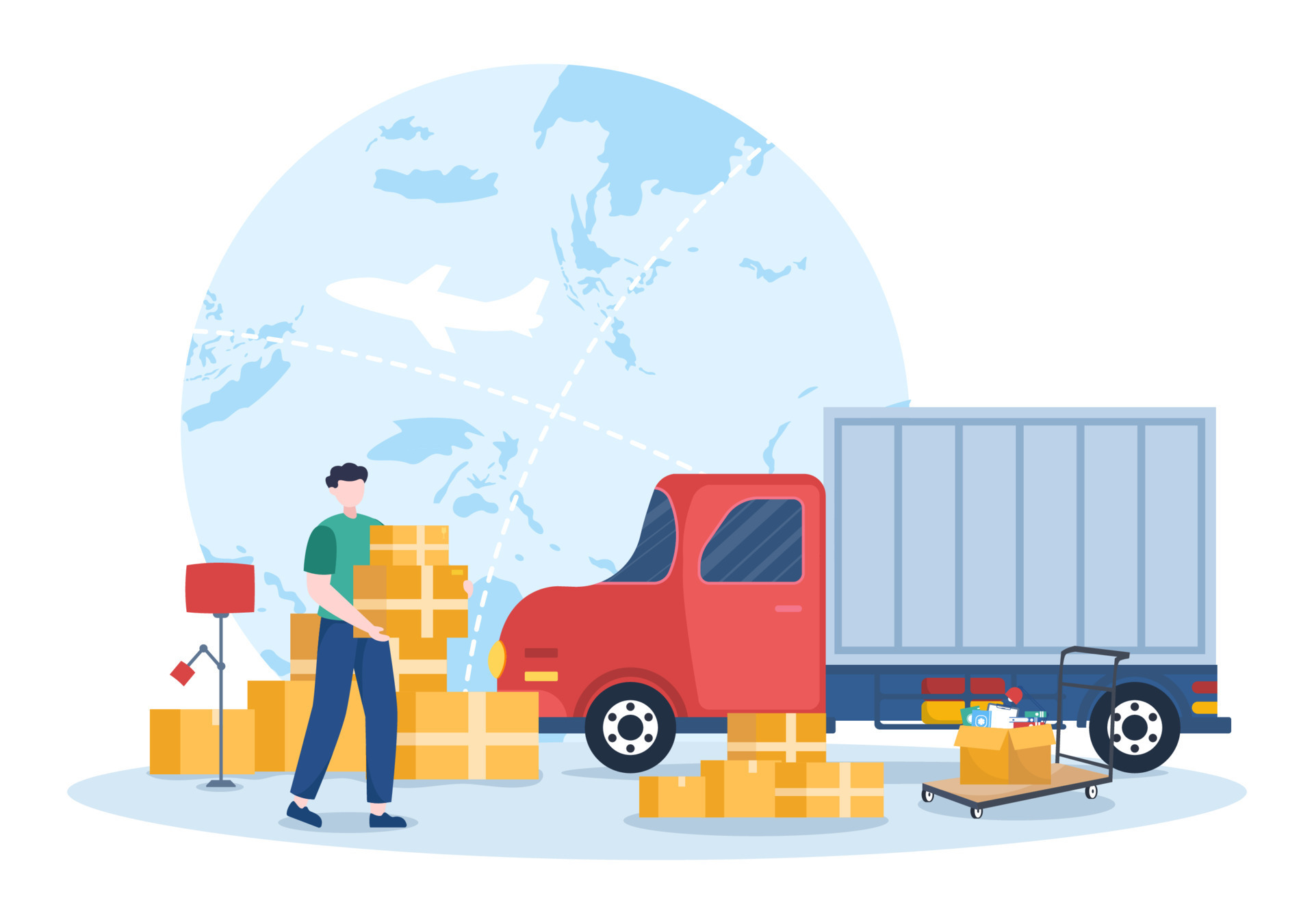 ilustración de dibujos animados de transporte de camiones con servicios ... ilustración de dibujos animados de transporte de camiones con servicios ...