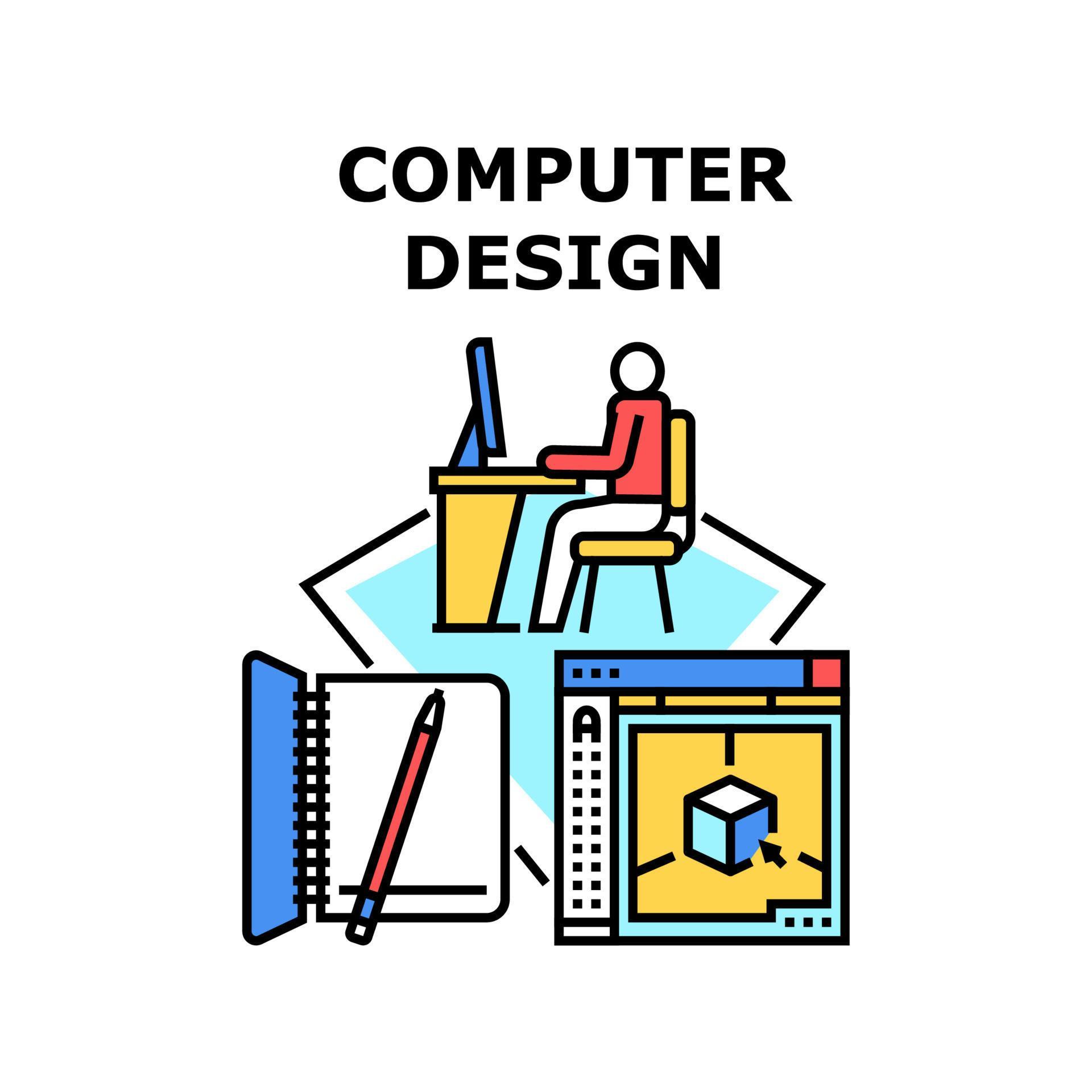 Computer Design Vector Concept Color Illustration 9953797 Vector Art at ...