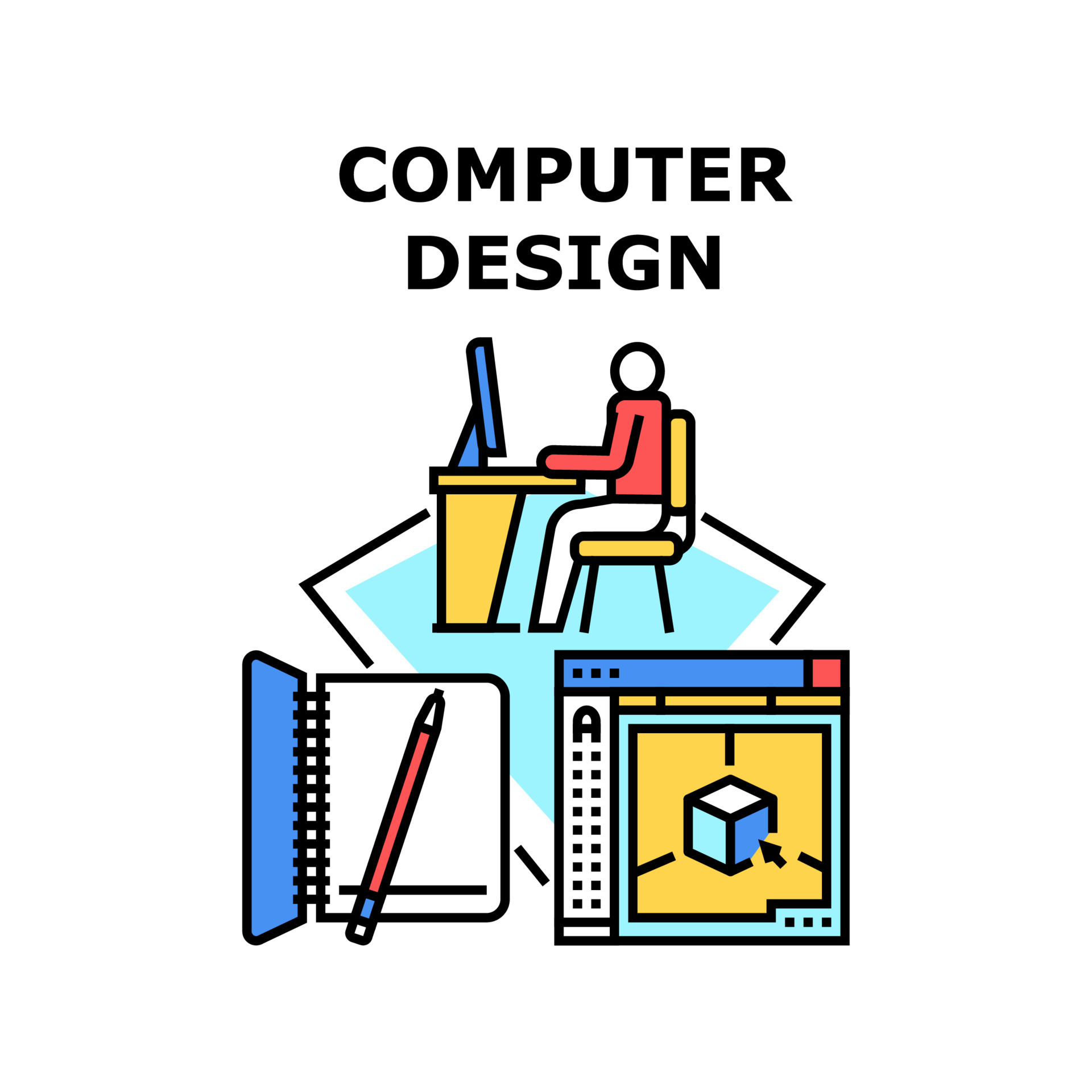 Computer Design Vector Concept Color Illustration 9953797 Vector Art at Vecteezy