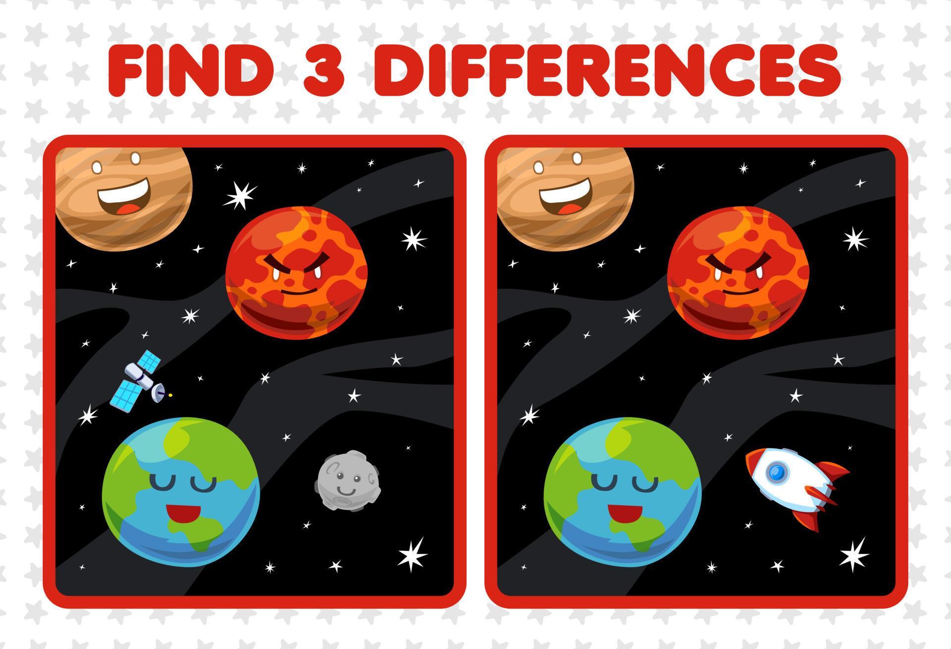 Education game for children find three differences between two cute ...