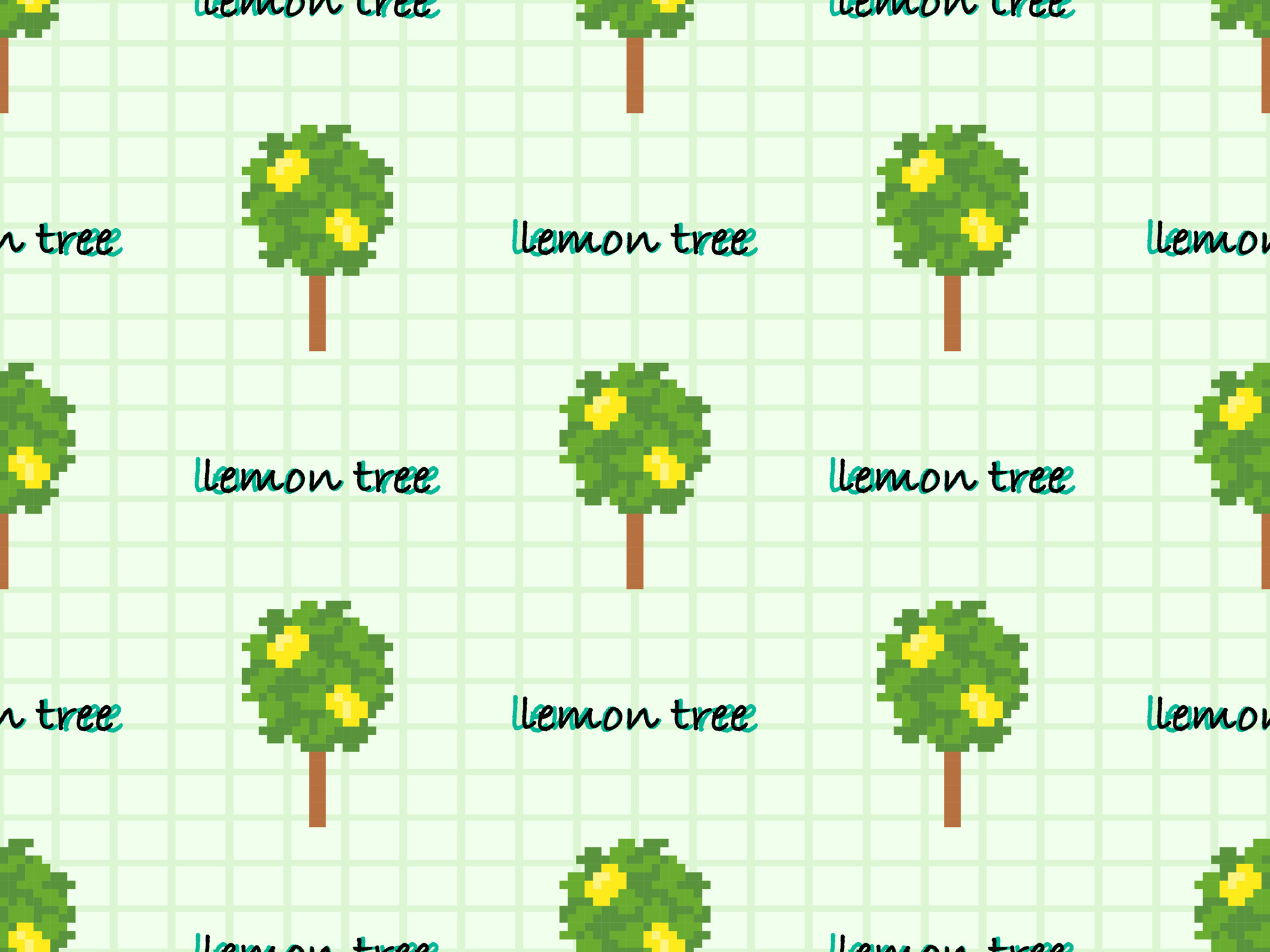 Lemon tree cartoon character seamless pattern on green background ...