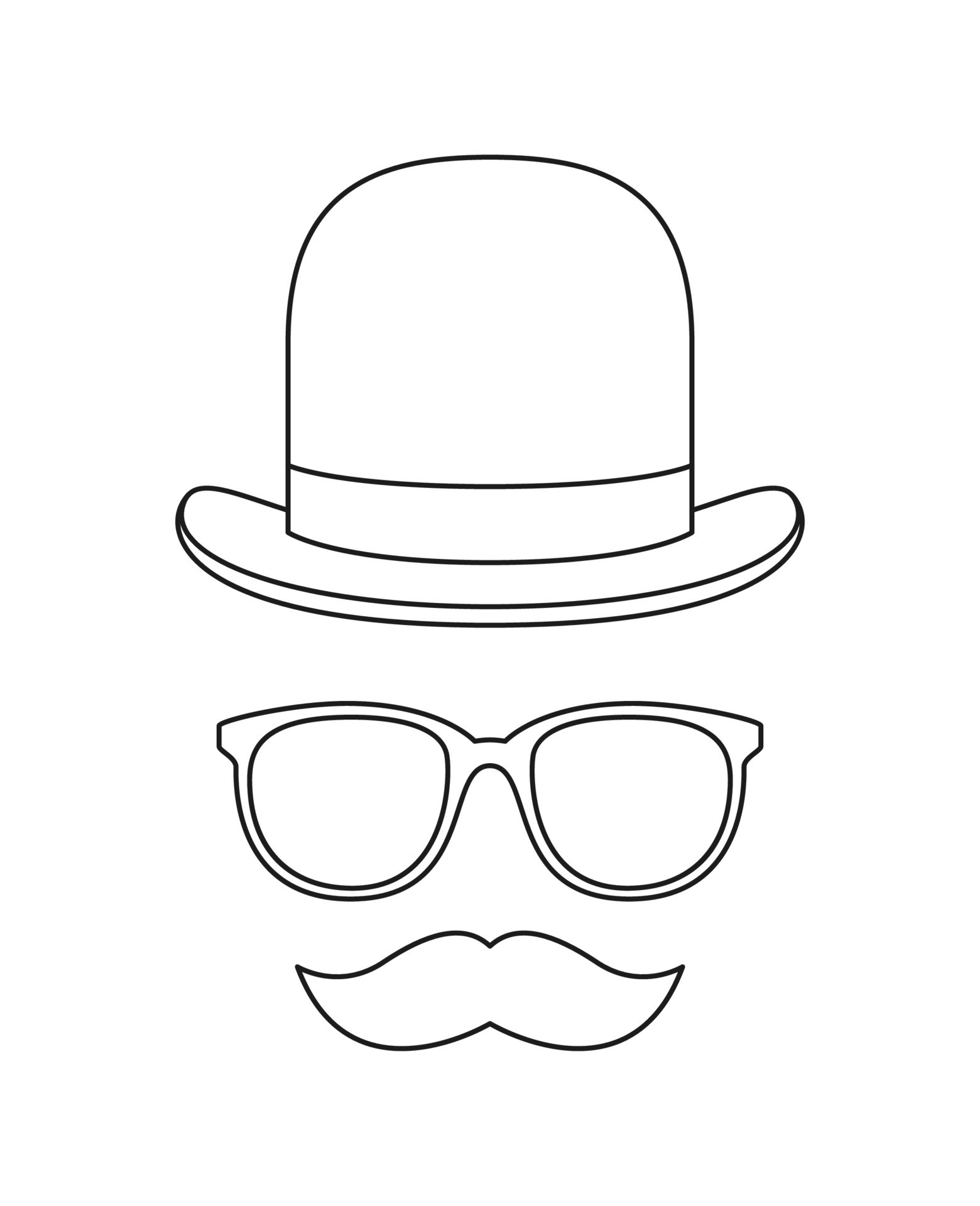 página para colorear con bigote, sombrero y gafas para niños 9955385 ...