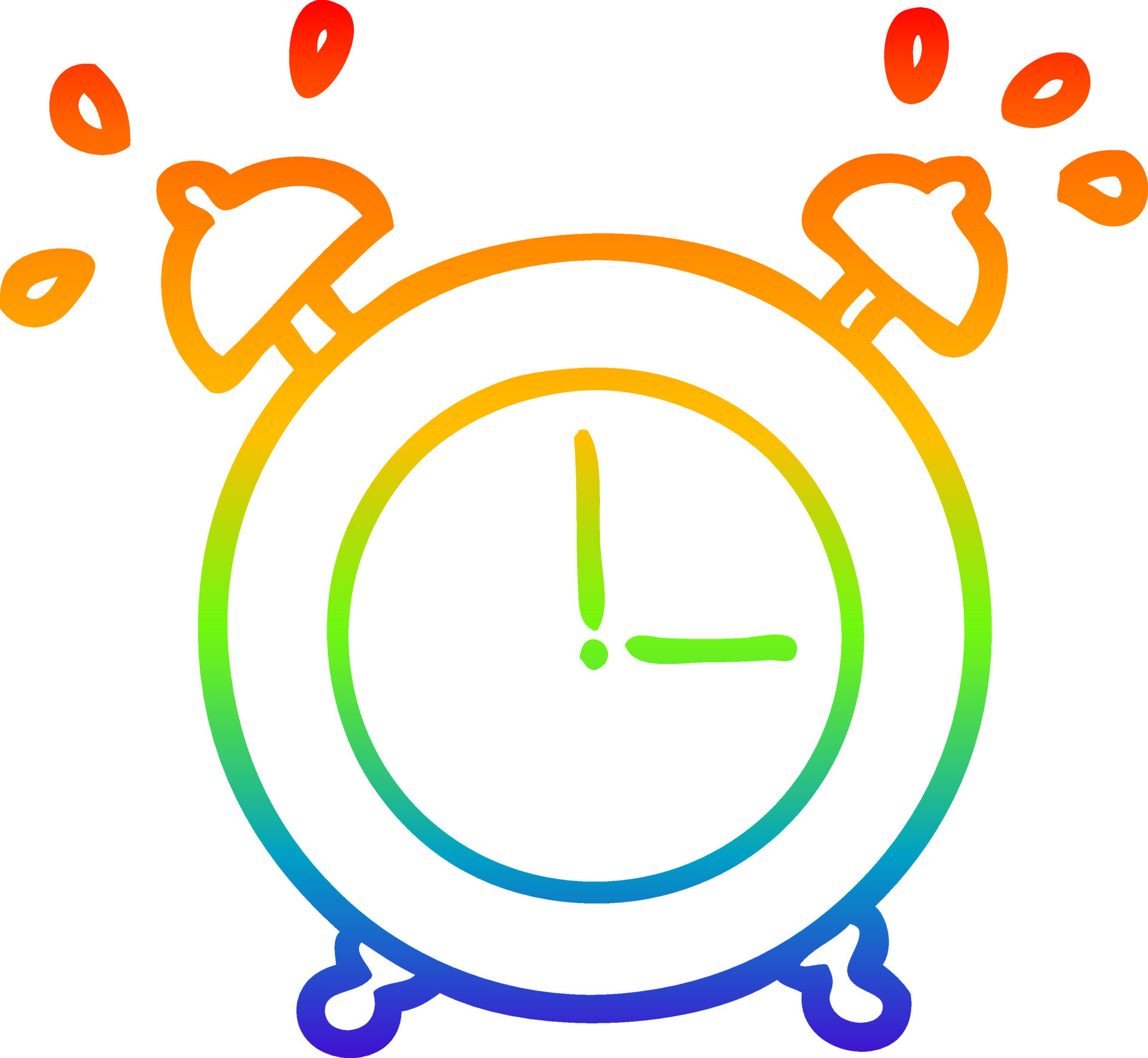rainbow gradient line drawing ringing alarm clock 9957079 Vector Art at ...