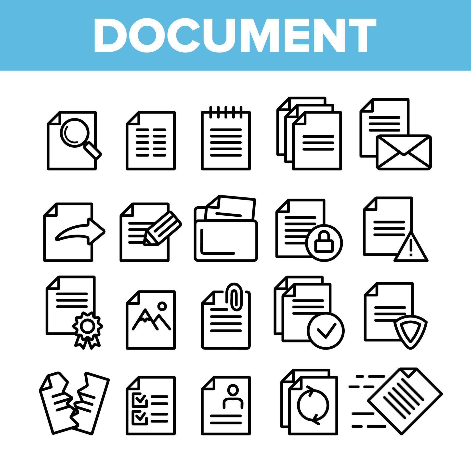 Digital, Computer Documents, File Vector Linear Icons Set 9960920 ...