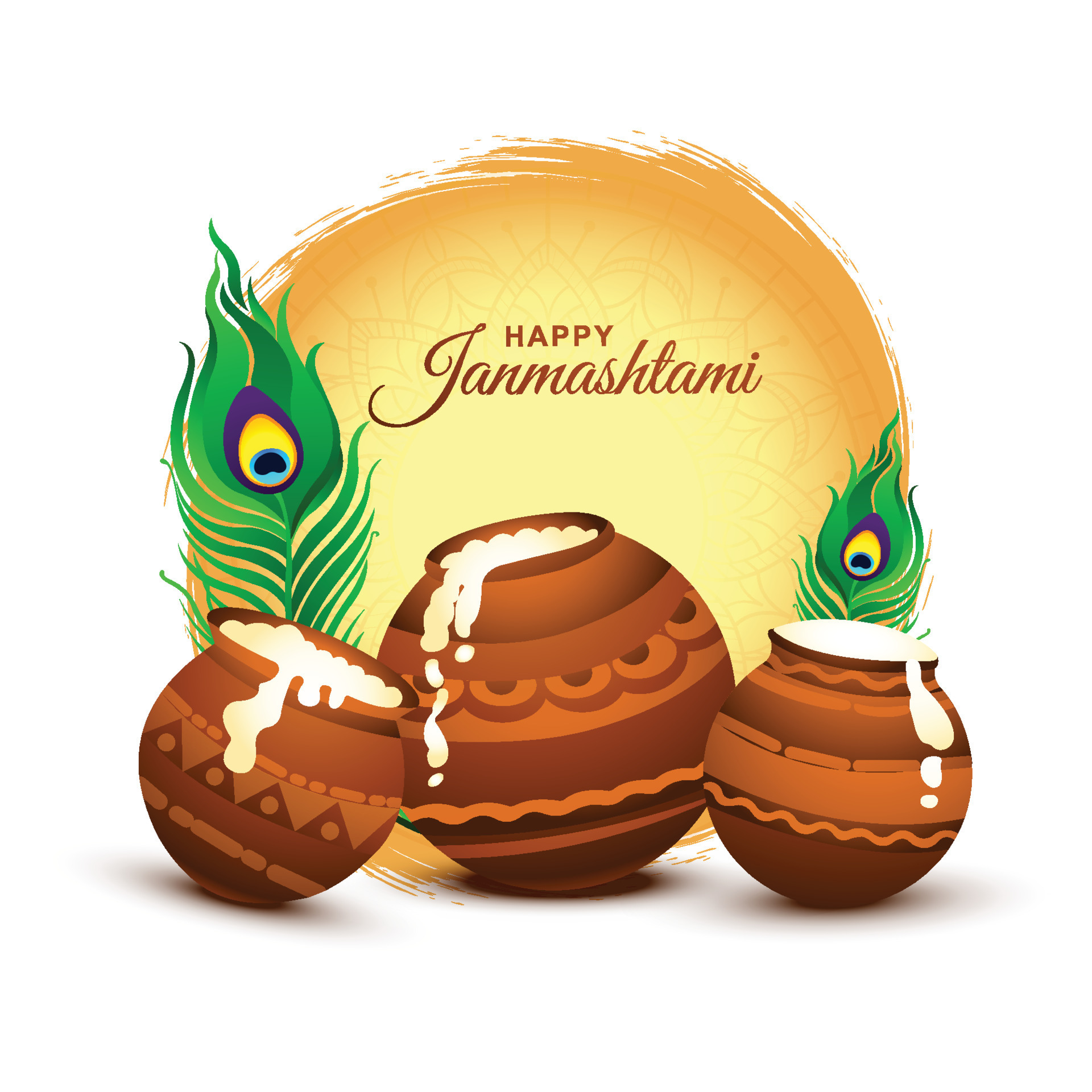 illustration of dahi handi celebration in happy janmashtami holiday ...