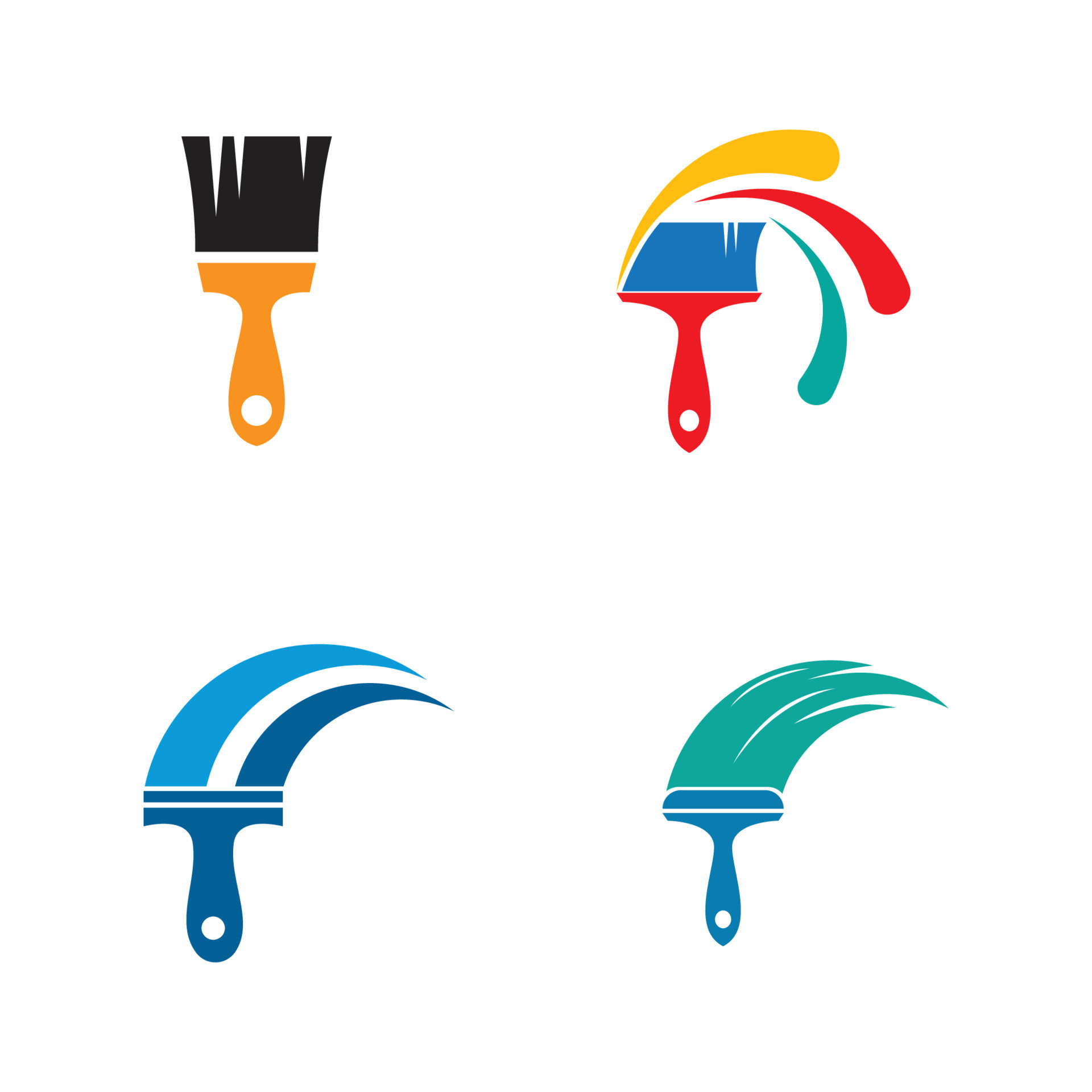 Abstract vector painting brush and colorful paint splash icon, emblem ...