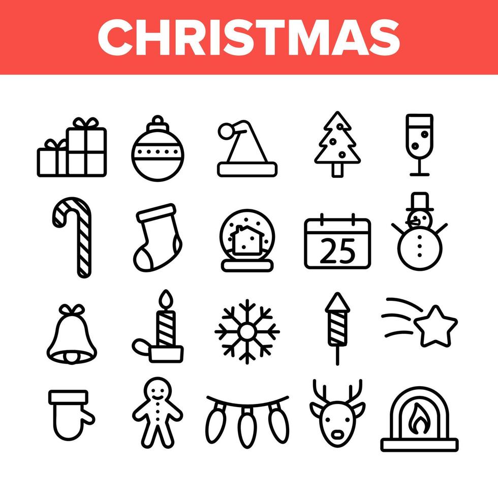 Christmas Collection Elements Vector Icons Set 9970575 Vector Art at ...