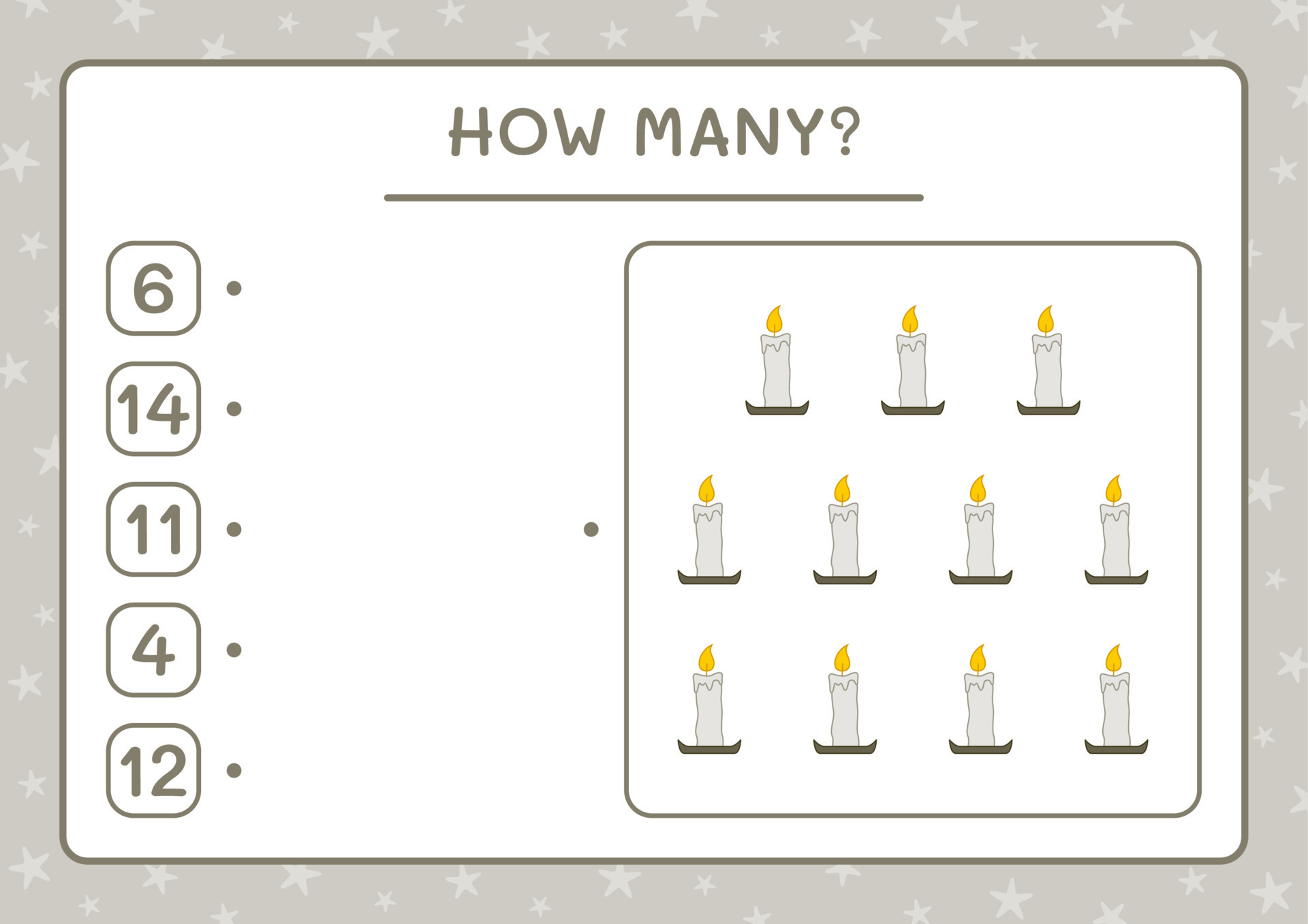 How many Candle, game for children. Vector illustration, printable ...