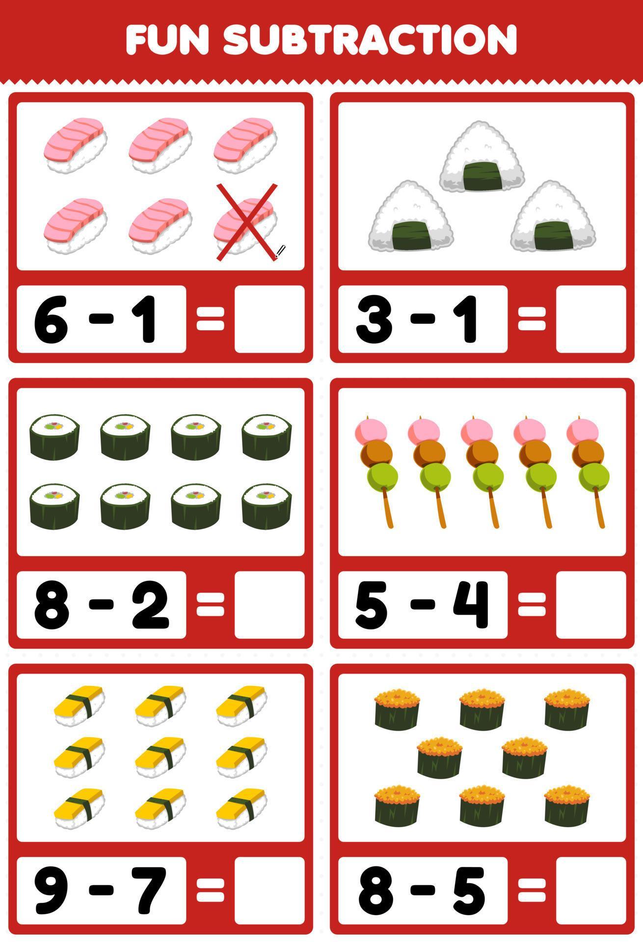 Education game for children fun subtraction by counting and eliminating ...