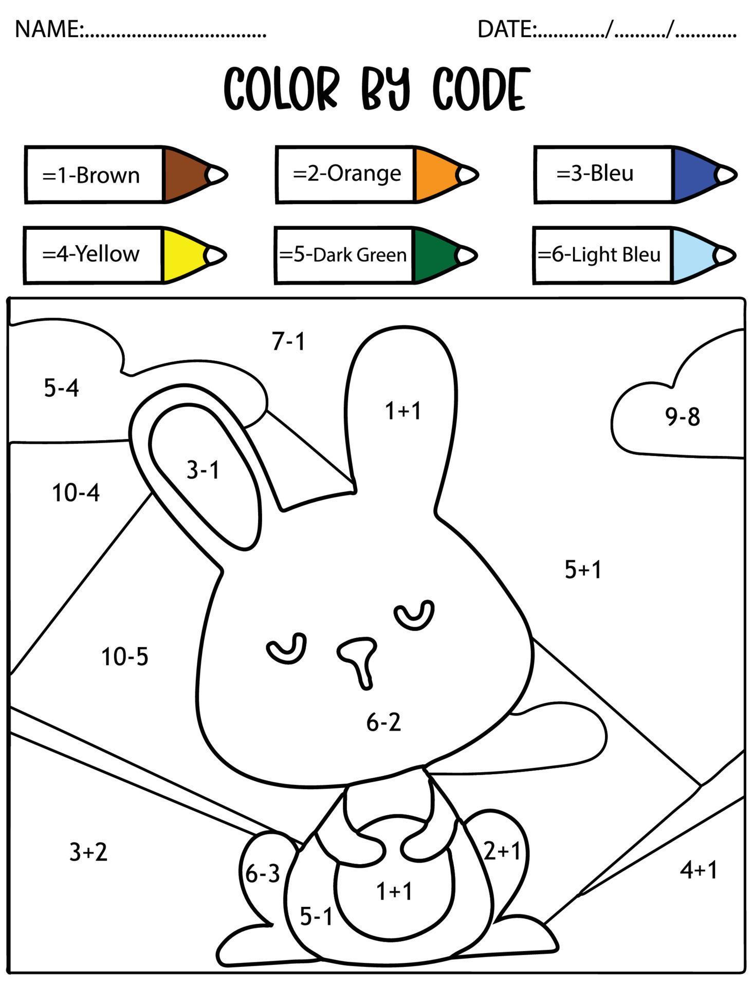 Easter holiday counting game,color by code,math activity for kids ...