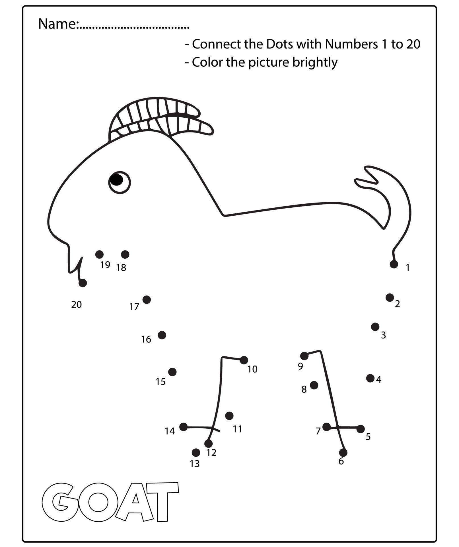 Educational game for kids. Dot to dot game for children. Farm animals ...
