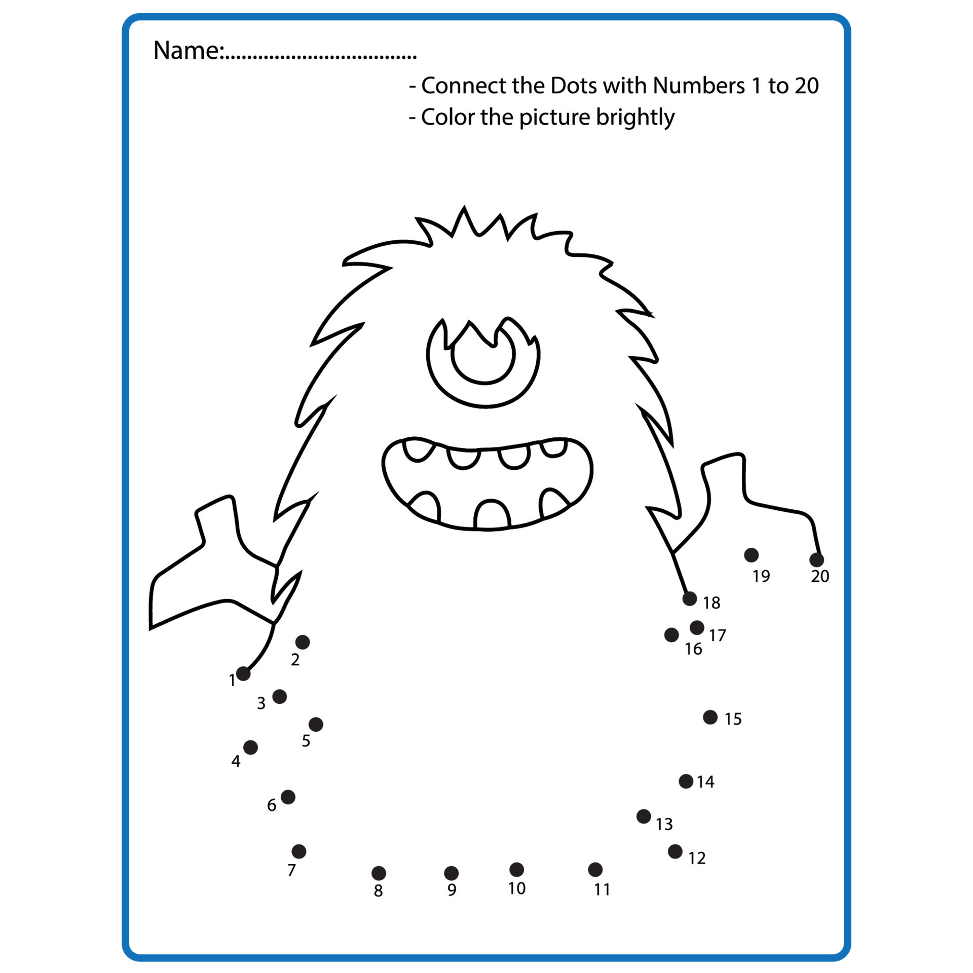 Connect the dots and draw a cute alien character,Dot to dot educational ...