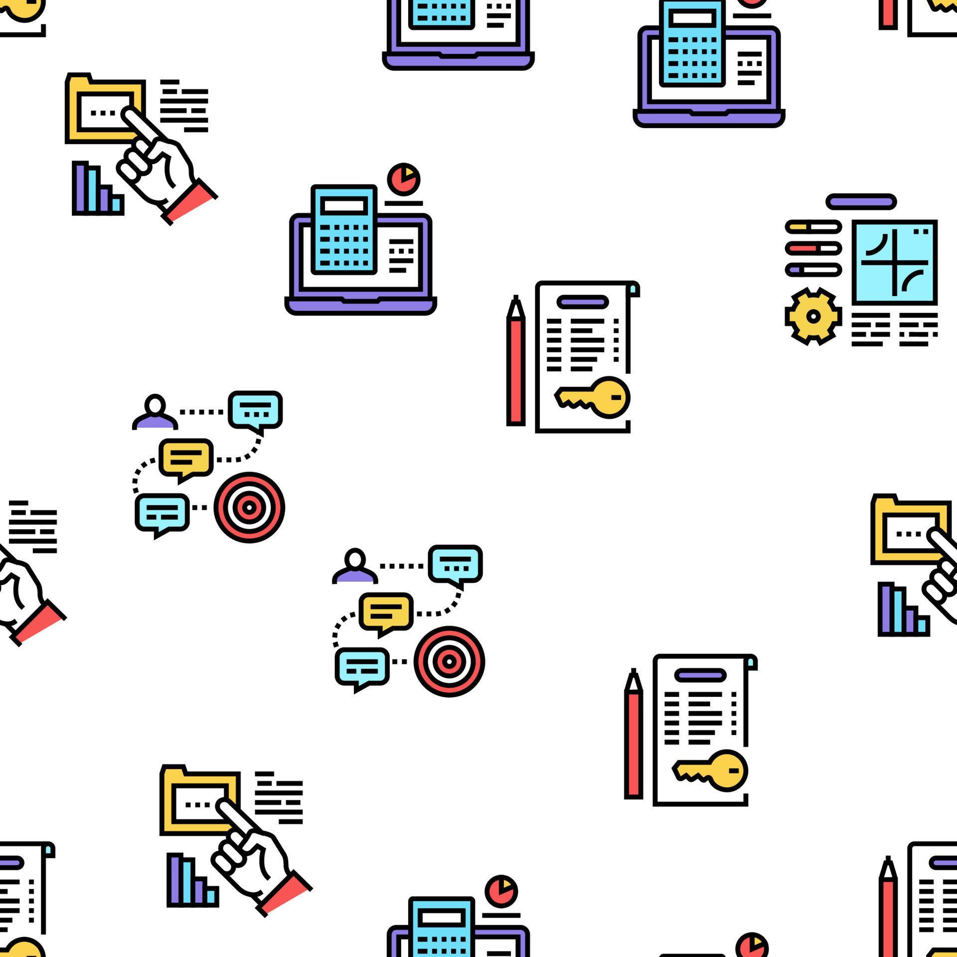 Planning Work Process Vector Seamless Pattern 9991504 Vector Art at ...