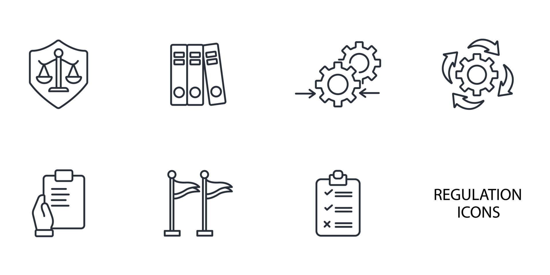 conjunto de iconos de regulación. elementos de vector de símbolo de ... conjunto de iconos de regulación. elementos de vector de símbolo de ...