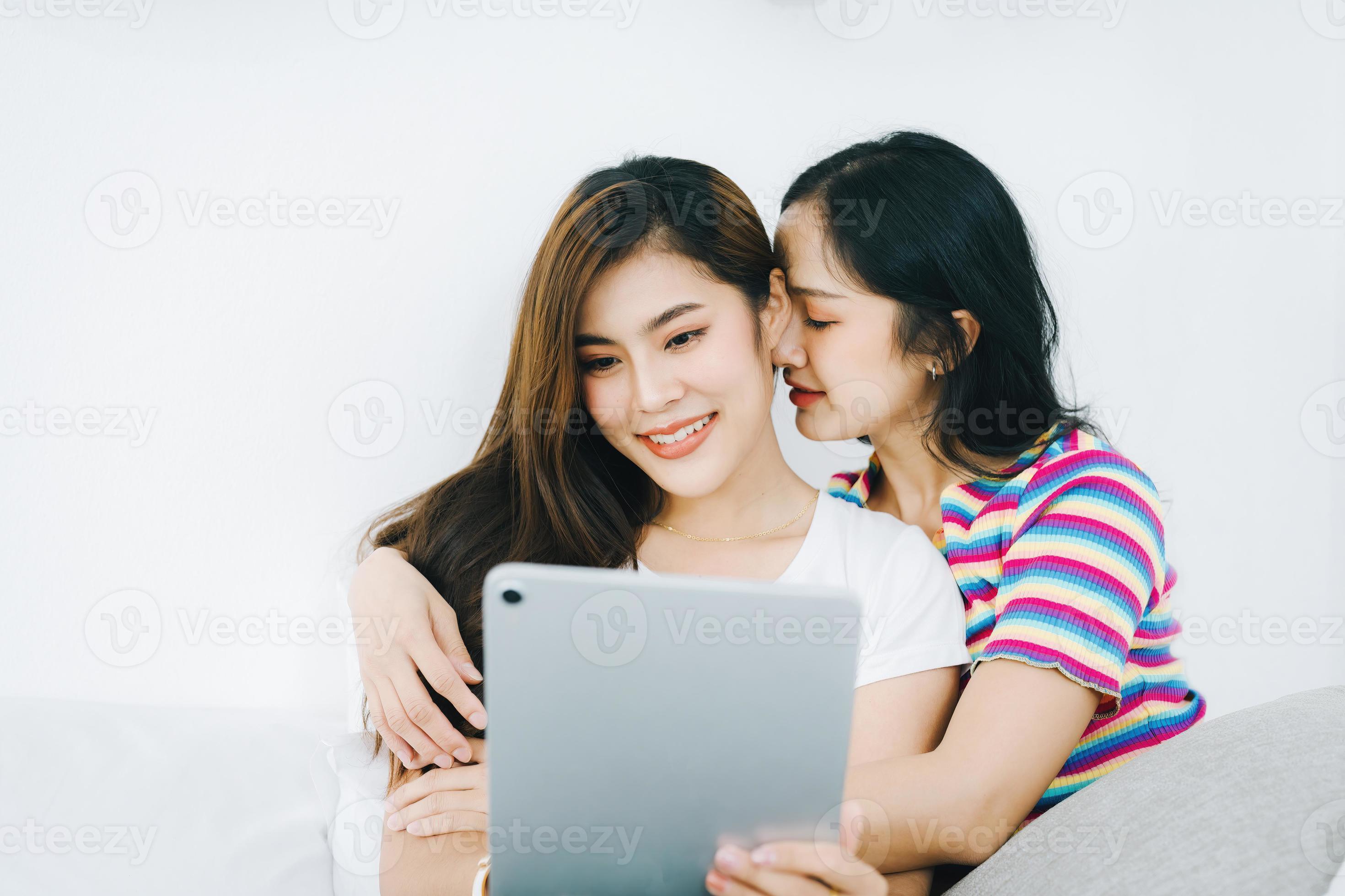 Lgbtq Lgbt Concept Homosexuality Portrait Of Two Asian Women Posing