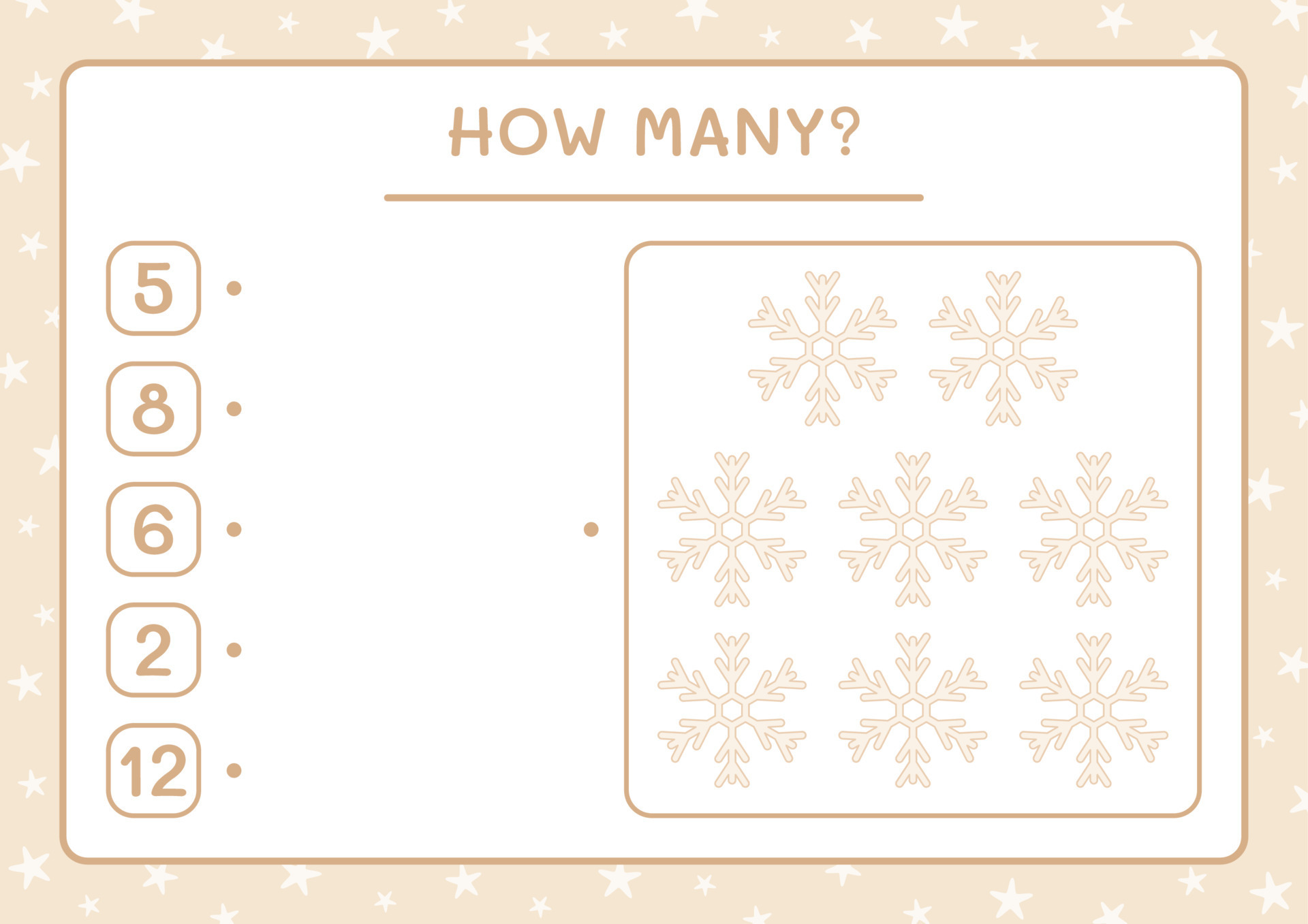 How Many Snowflake Game For Children Vector Illustration Printable how-many-snowflake-game-for-children-vector-illustration-printable