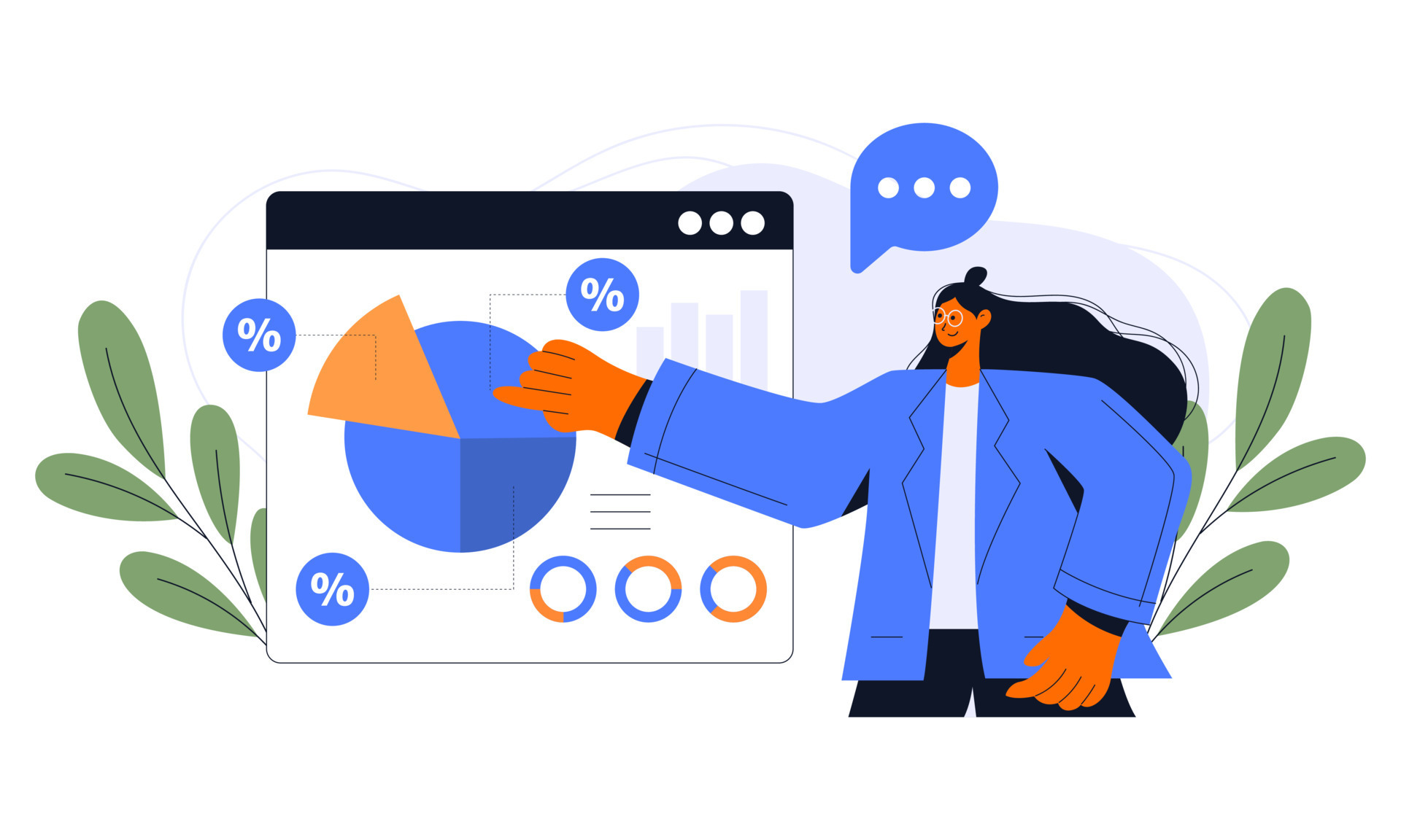 Flat vector design statistical and Data analysis for business finance ...