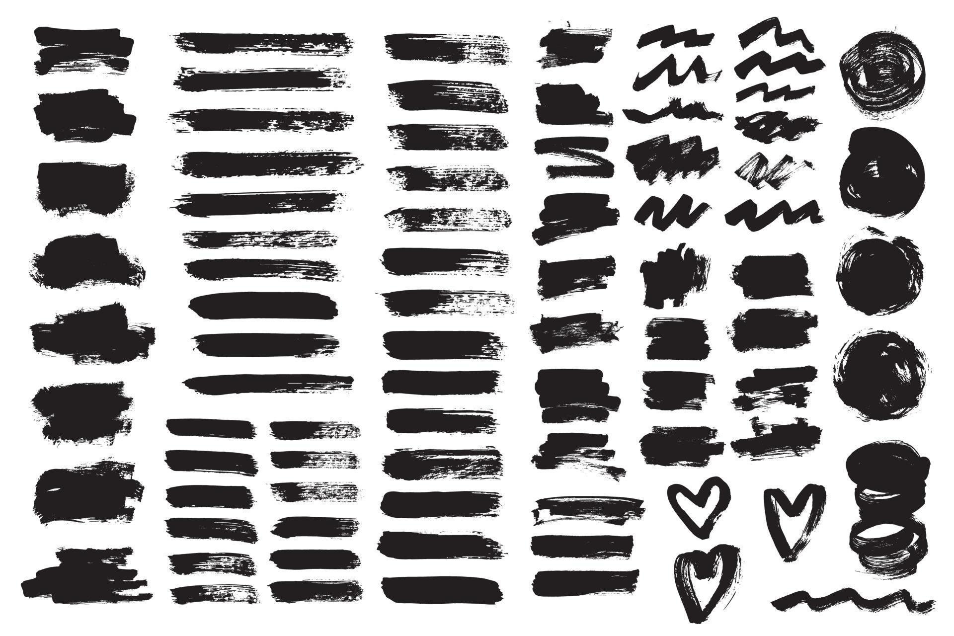 Vector set grunge brush stroke. Black paint brush. Grunge brush design ...