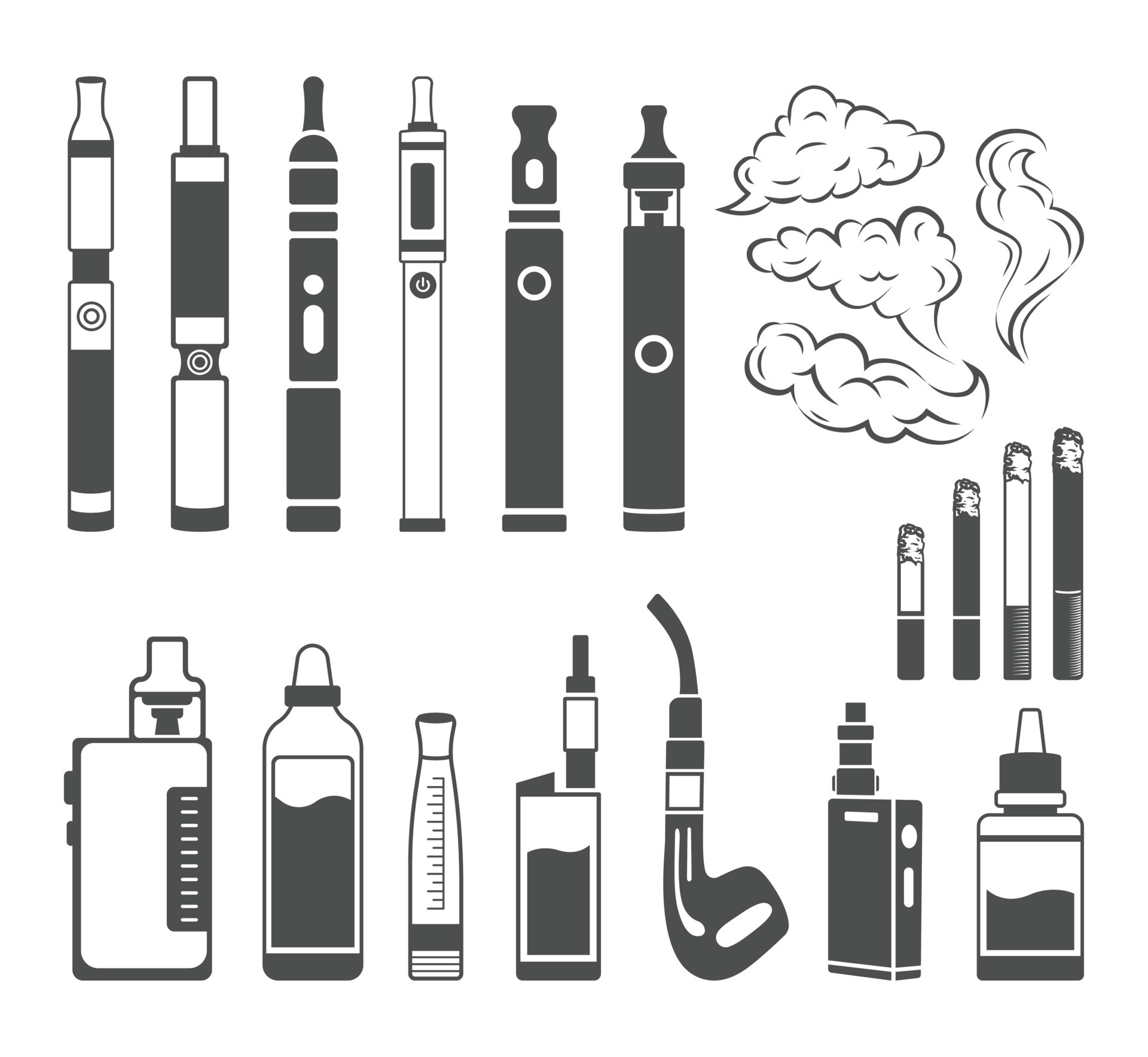 Vape Clip Art Design Flat Set Of Electronic Cigarette Vector Icons For
