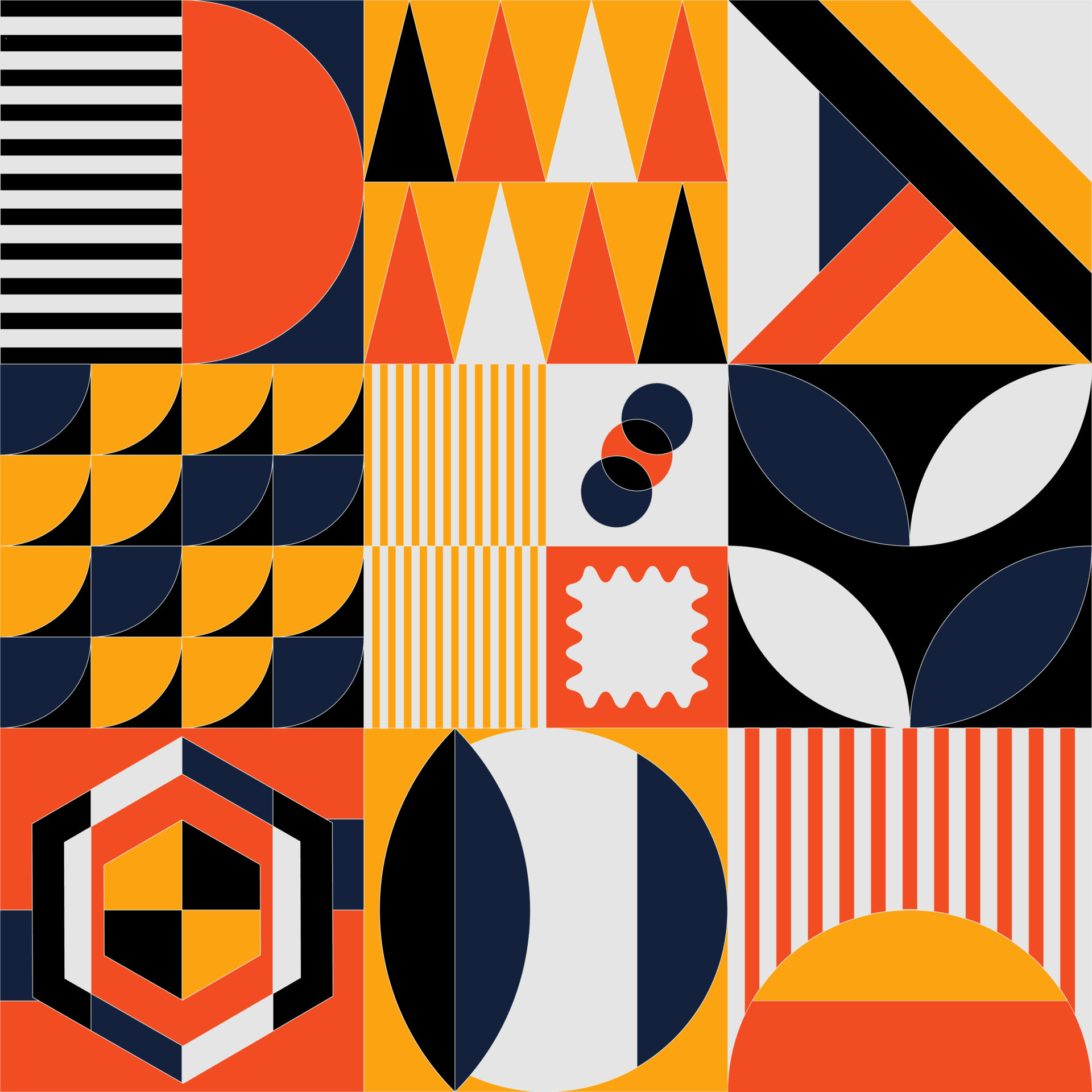 Geometrical art work with simple shapes and figure.Retro abstract ...