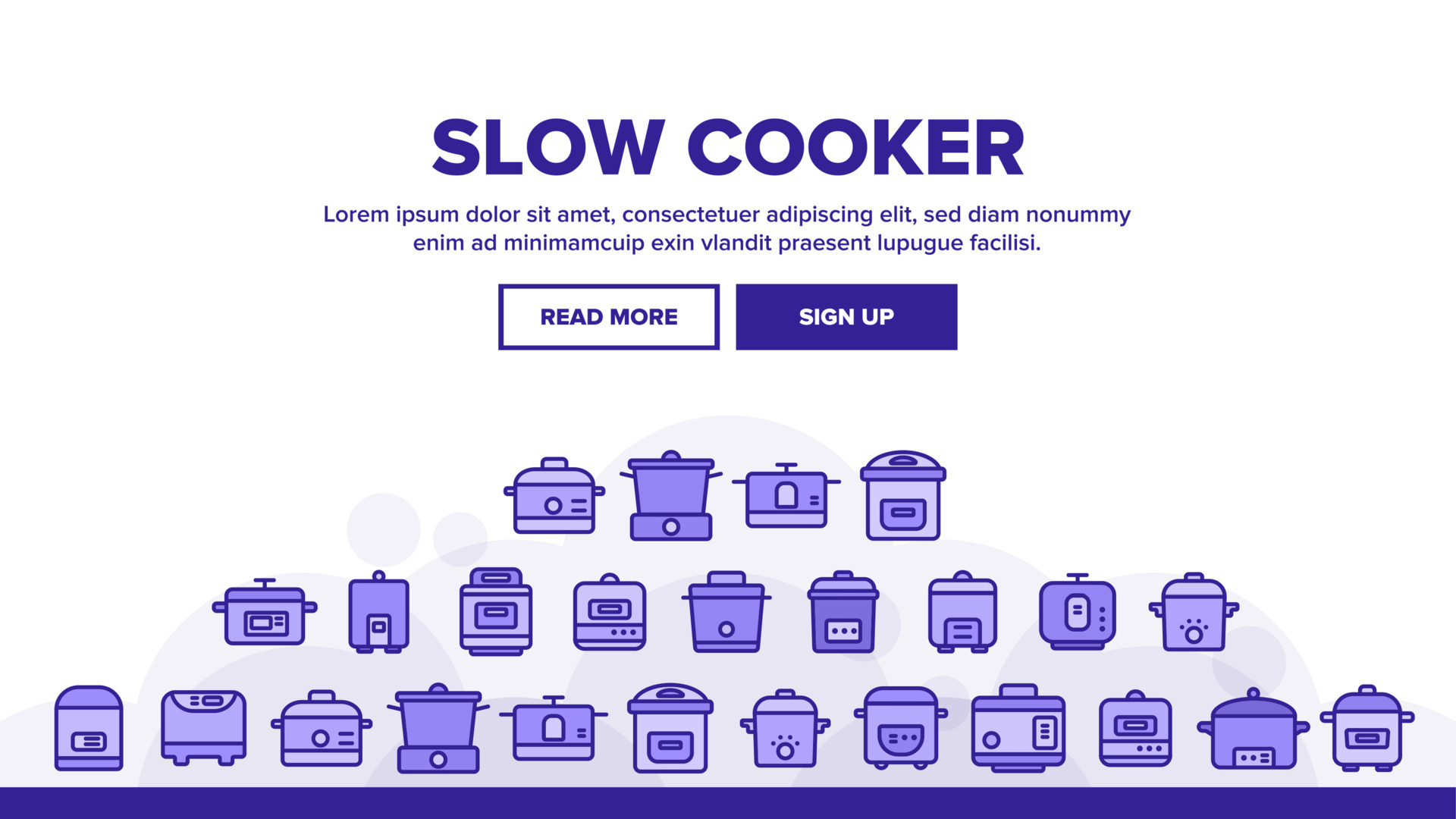 Slow Cooker Elements Collection Vector Icons Set 10015004 Vector Art At