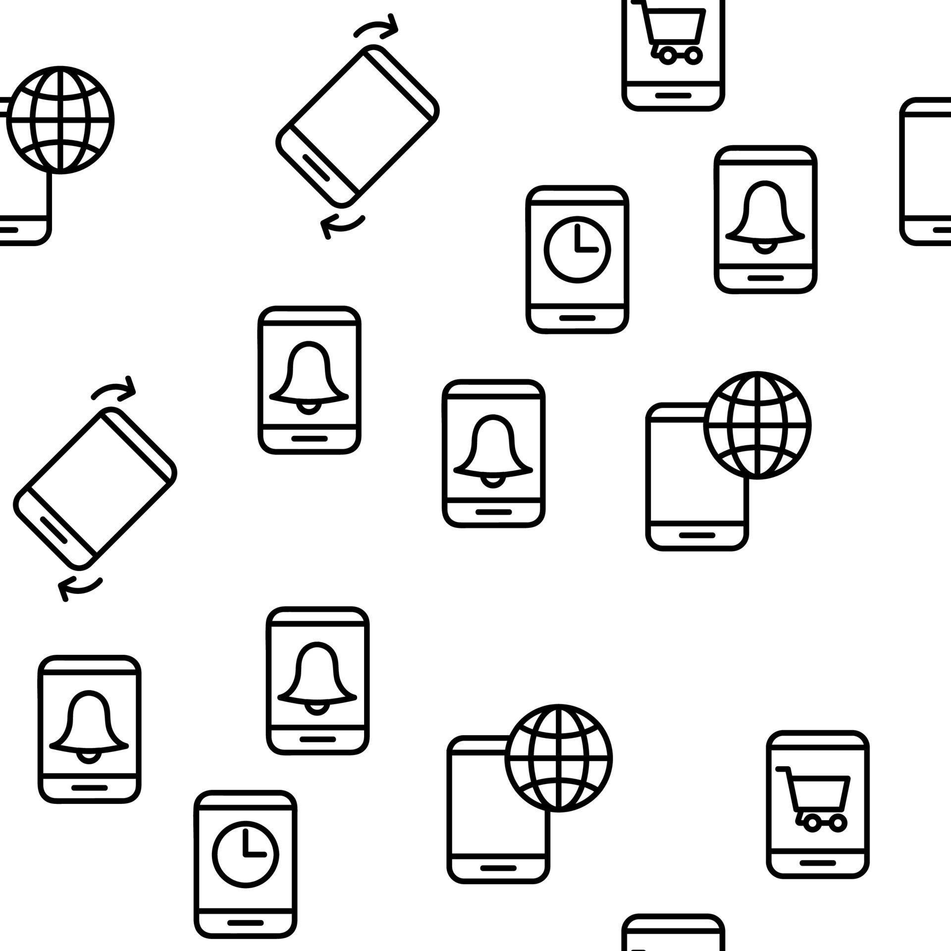 Smartphone App Function Vector Seamless Pattern 10016462 Vector Art at ...