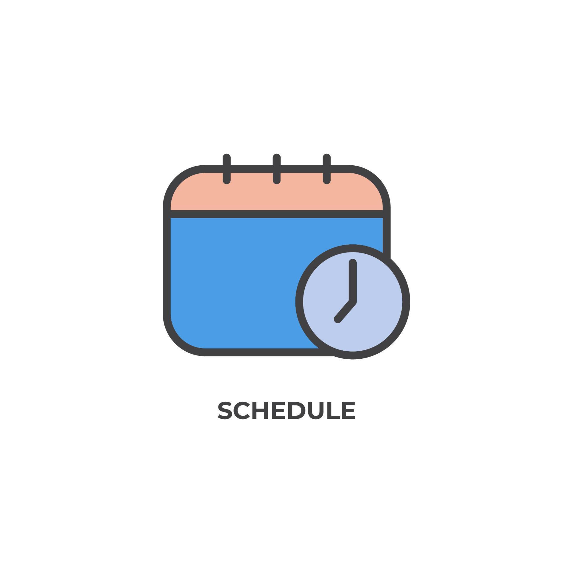 Vector sign of schedule symbol is isolated on a white background. icon ...