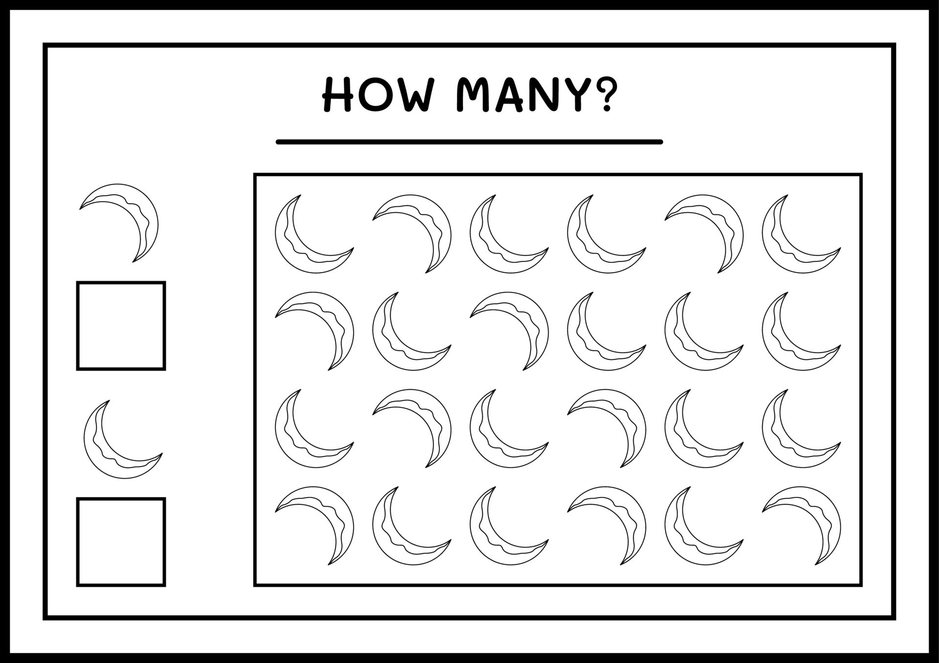 How Many Moon Game For Children Vector Illustration Printable How Many Moon Game For Children Vector Illustration Printable