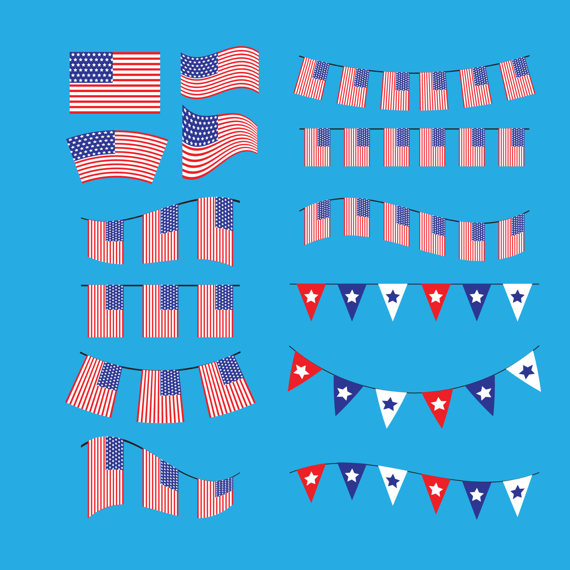 The Usa Flag Bundle Set Vector Image For Celebration Or 4 July Png the-usa-flag-bundle-set-vector-image-for-celebration-or-4-july-png
