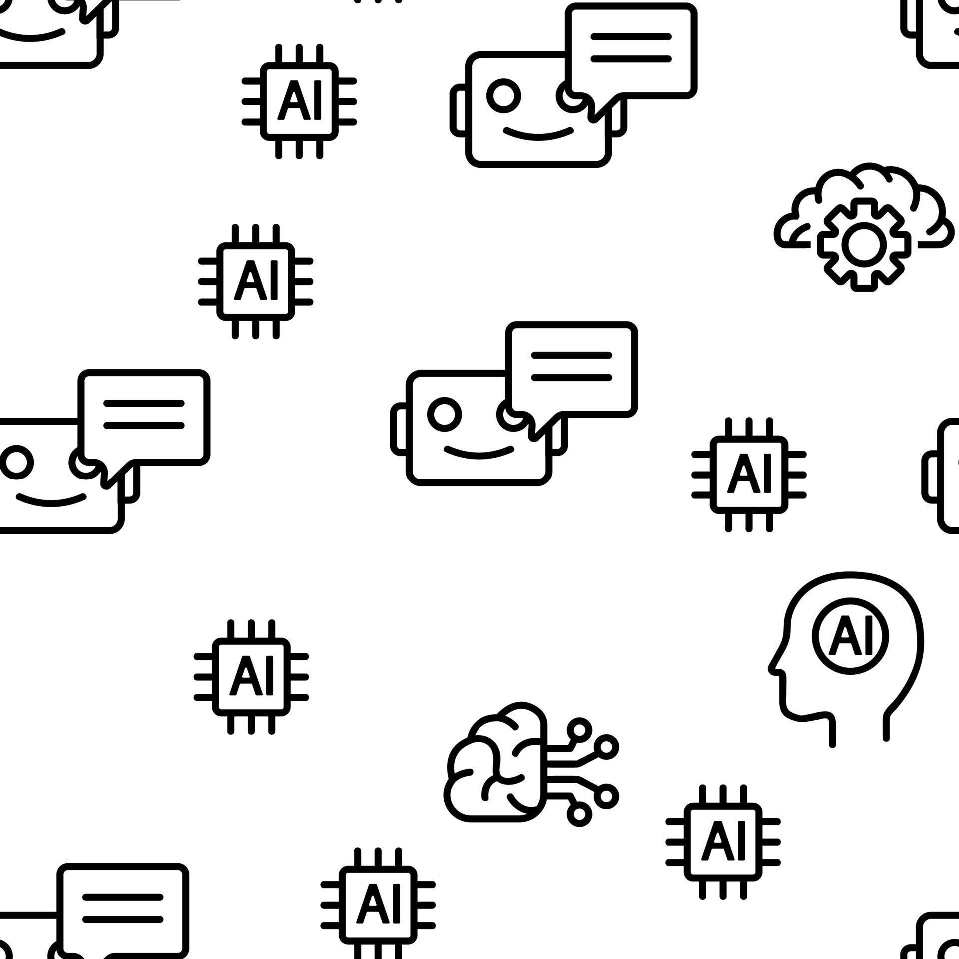 Artificial Intelligence Elements Vector Seamless Pattern 10043233 ...