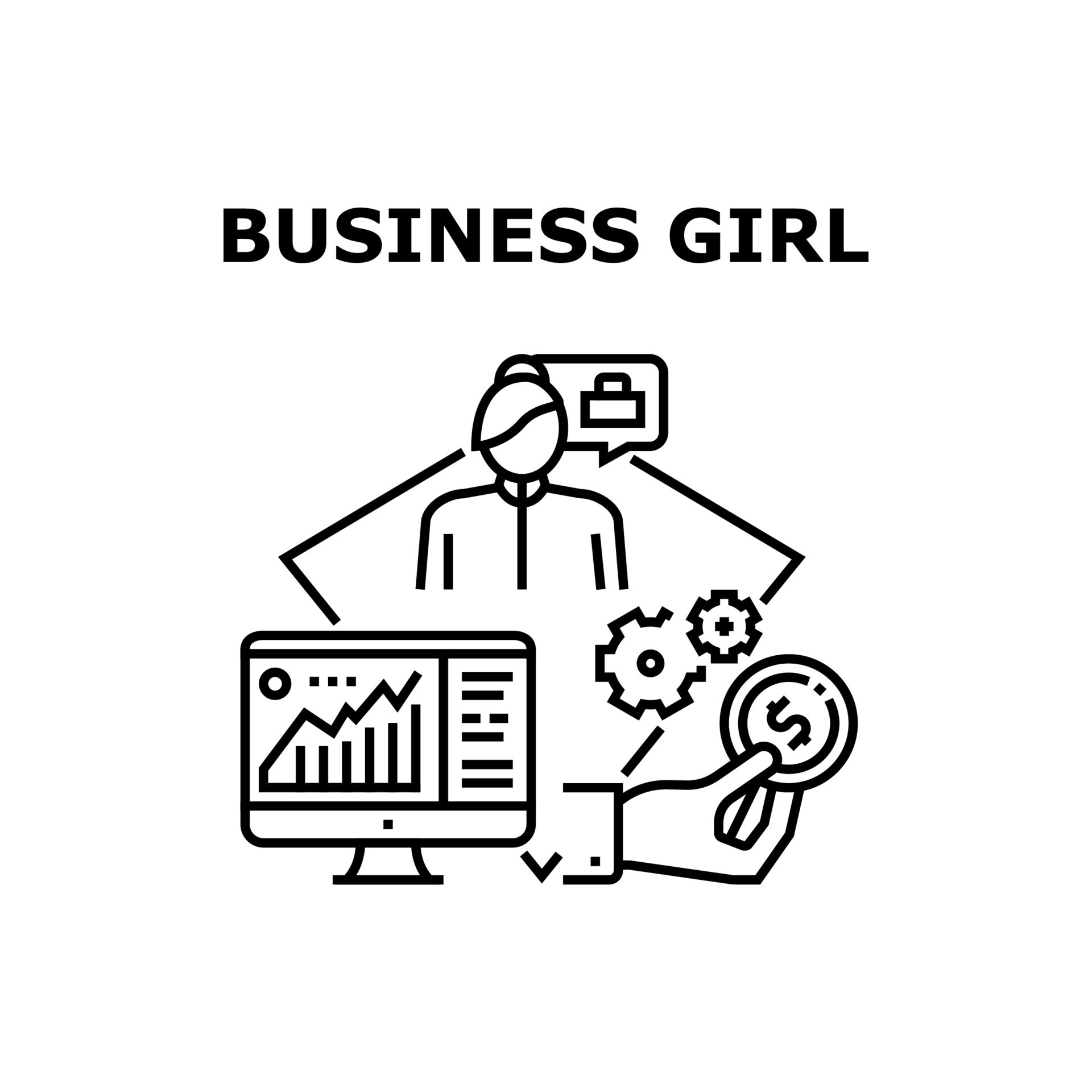 Business Girl Vector Concept Black Illustration 10043595 Vector Art at ...