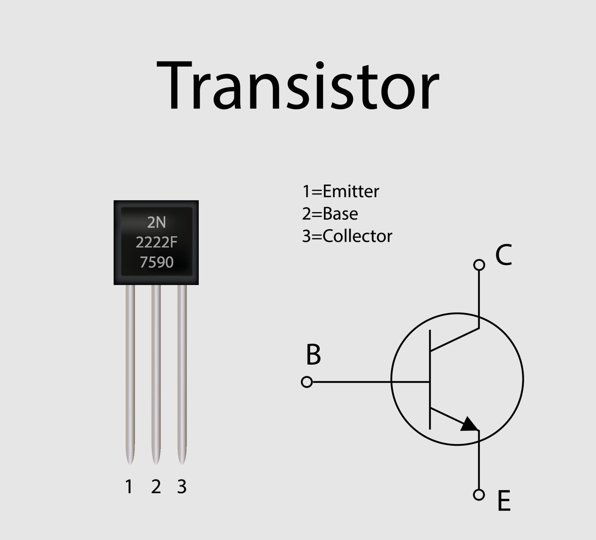 Transistor Electronic Component With Its Symbol Diagram Vector Illustration Eps 10 10043747
