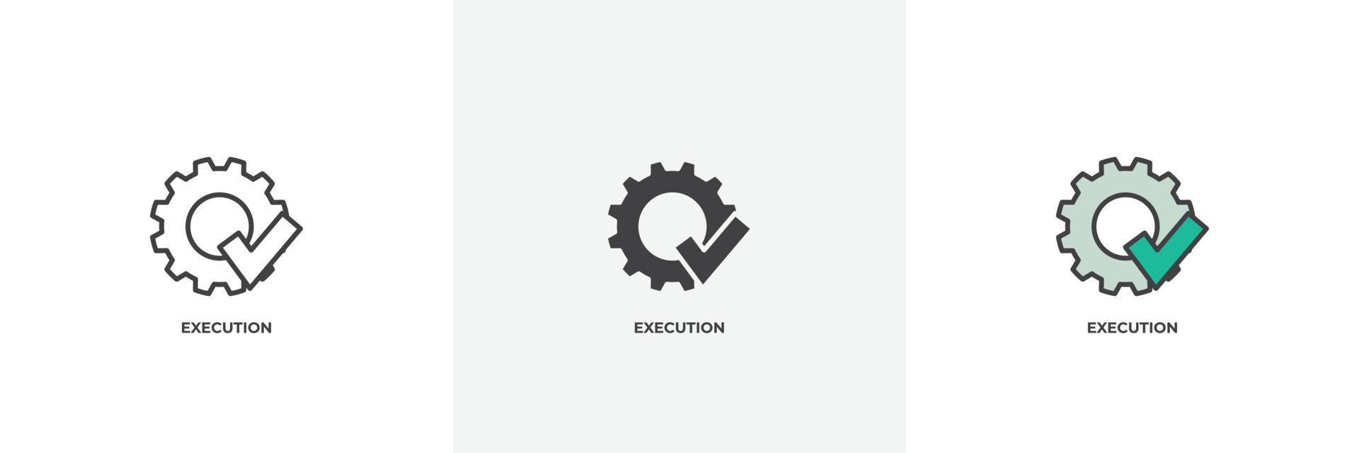 execution icon. Line, solid and filled outline colorful version ...