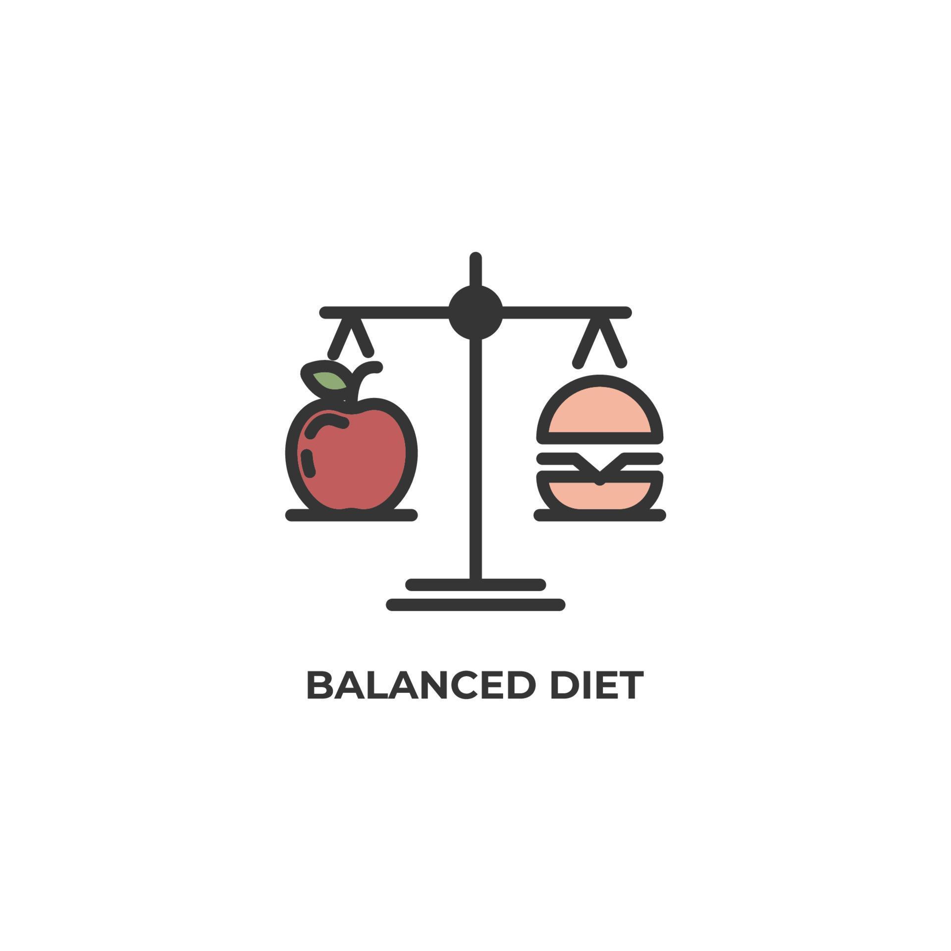 balanced diet vector icon. Colorful flat design vector illustration ...
