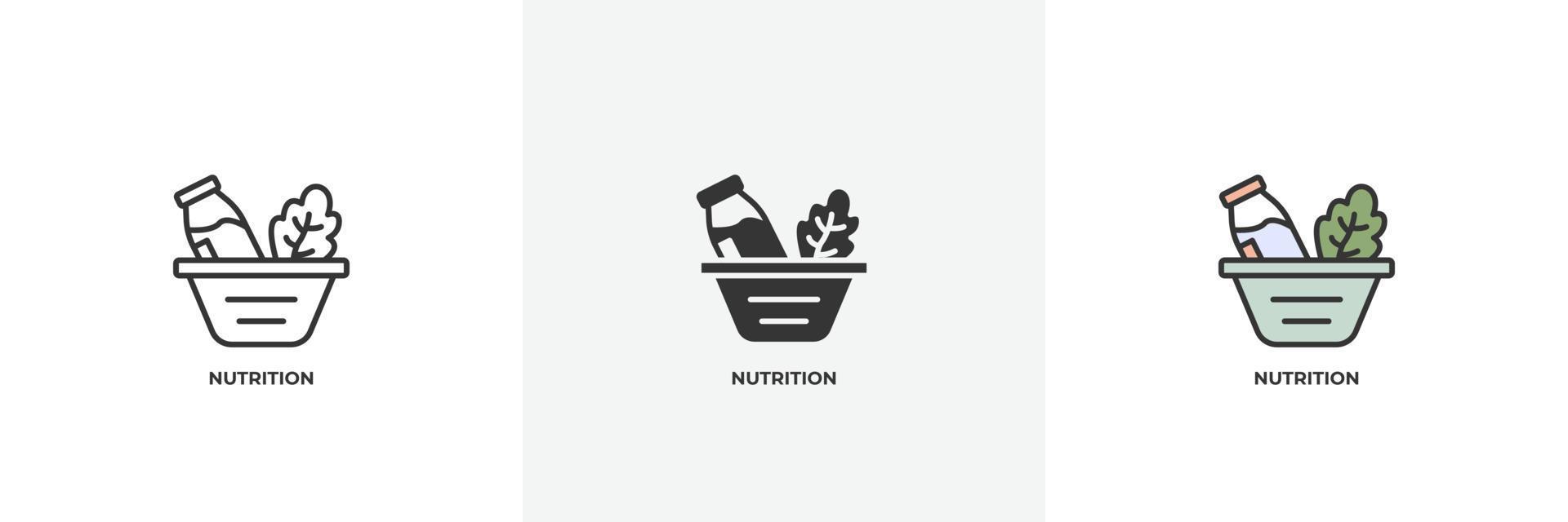 nutrition icon. Line, solid and filled outline colorful version ...