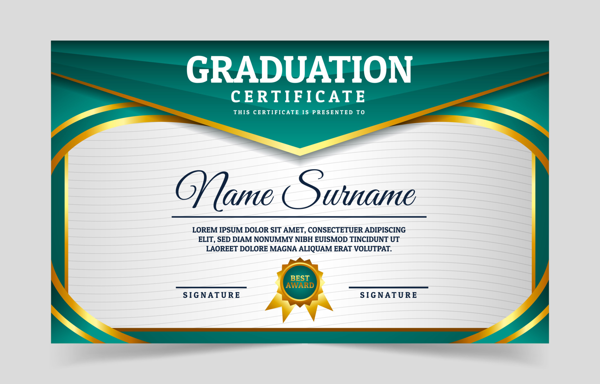 Green Gradient Graduation Certificate Template 10053766 Vector Art At