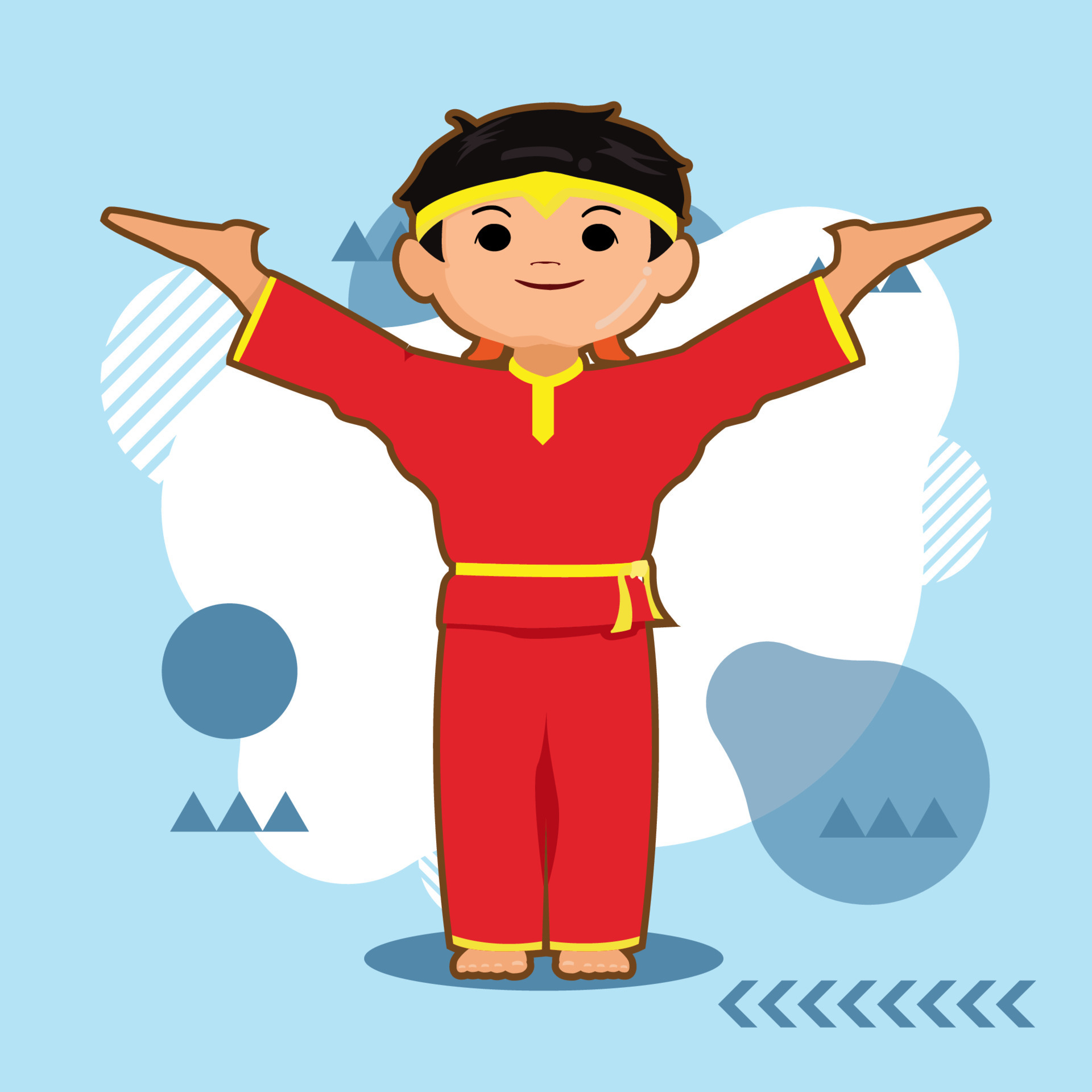 Boy Stretches Both Hands Up By Saying A Prayer To The God Of Pencak boy-stretches-both-hands-up-by-saying-a-prayer-to-the-god-of-pencak