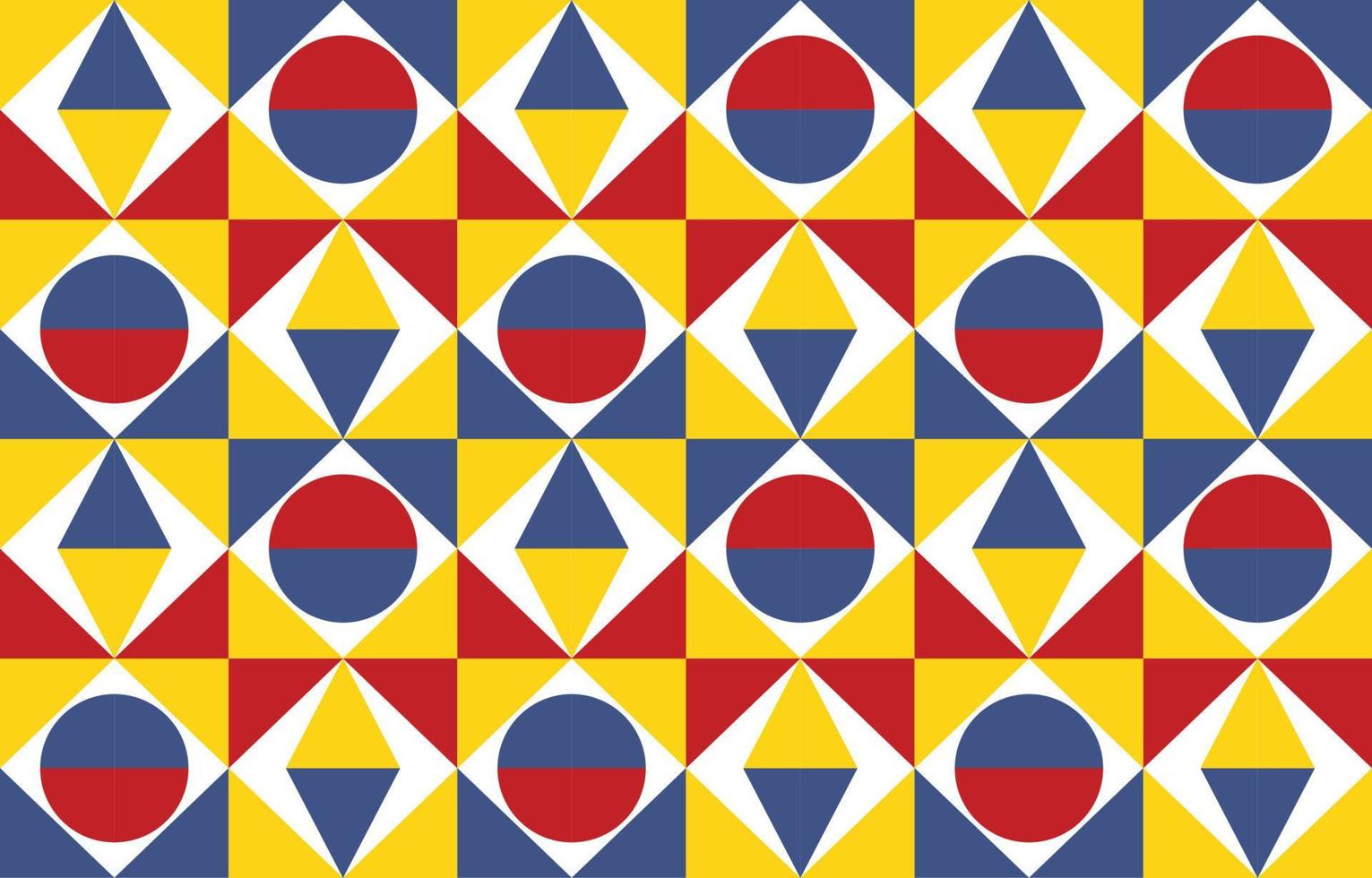 Abstract Colorful Blue Yellow Red Geometric Seamless Pattern Background Cover Wrapping Paper