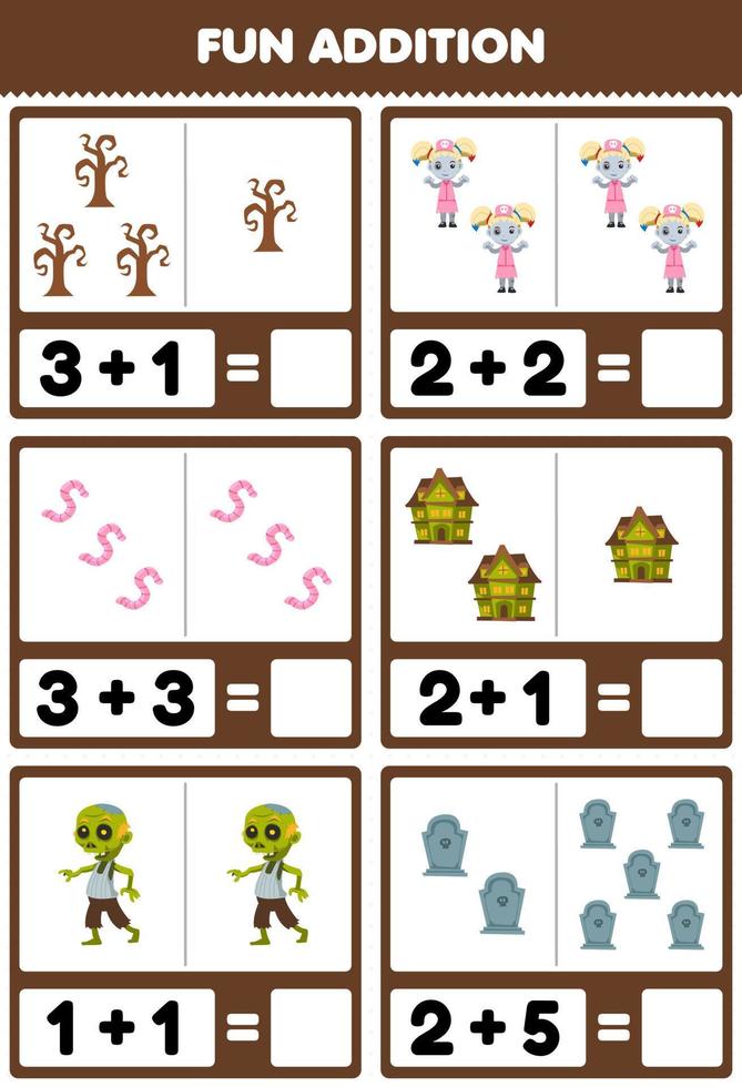 Education game for children fun addition by counting and sum of cute ...