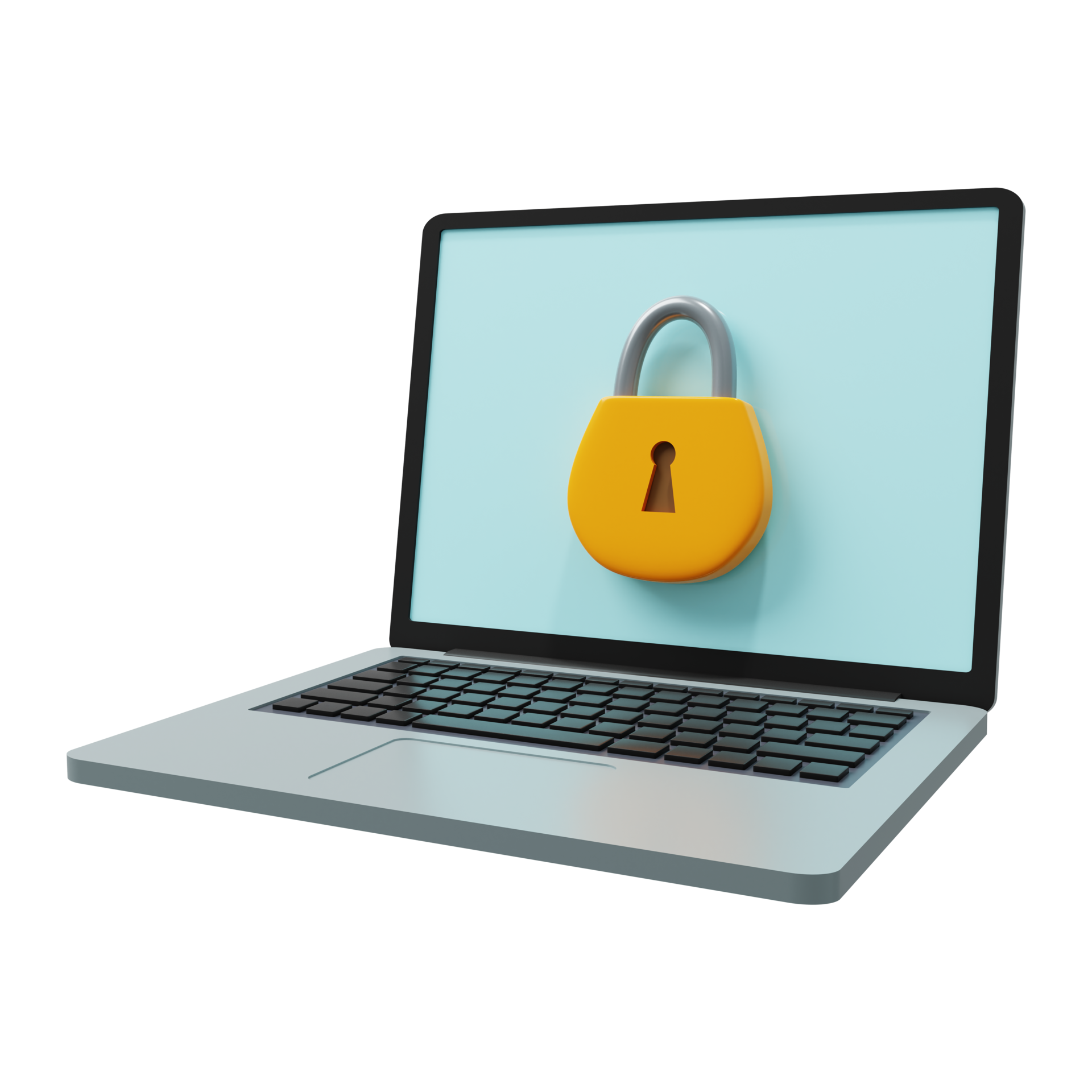 Computer Security System Concept With Padlock Icon On Laptop Screen 3d computer-security-system-concept-with-padlock-icon-on-laptop-screen-3d