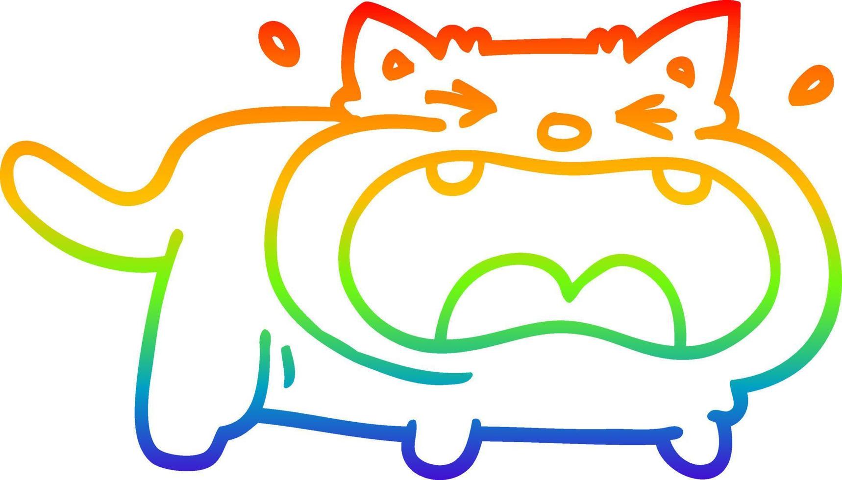 rainbow gradient line drawing cartoon fat cat 10063763 Vector Art at ...
