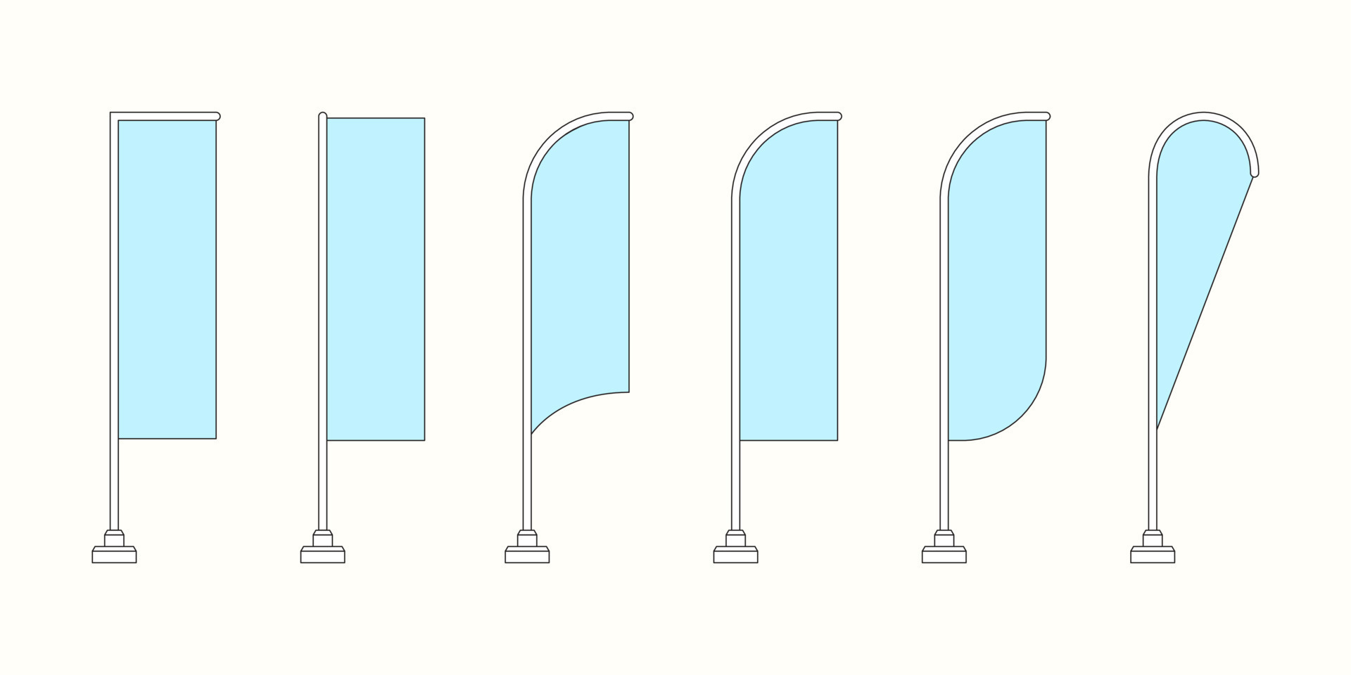 Promotional Flags Vector Isolated Template Set Feather Flags Of Sail