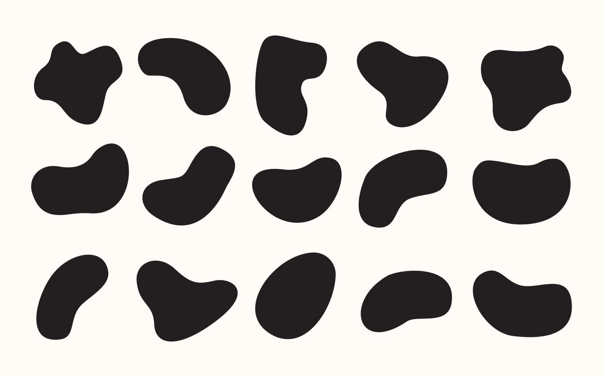 Abstract Black Blotch Shape Collection. Black Blobs Design Elements Set, Rounded Forms Isolated ...
