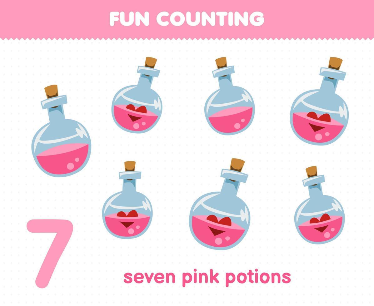 Education game for children fun counting seven pink magic potion ...