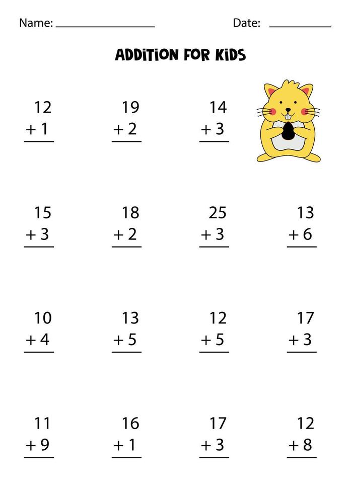 Addition for kids with hand drawn cute hamster. 10067714 Vector Art at ...