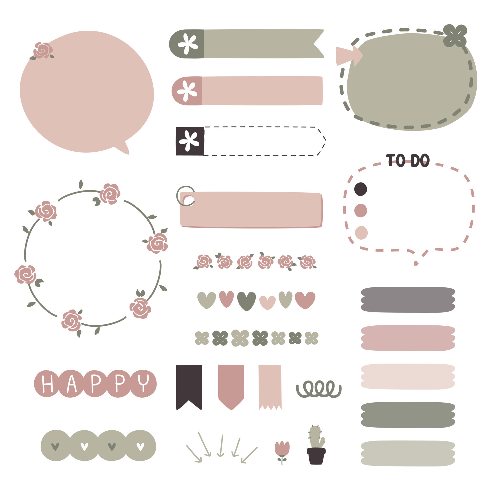 Set Of Cute Hand Drawn Doodle Text Box With Icon Speech Bubble