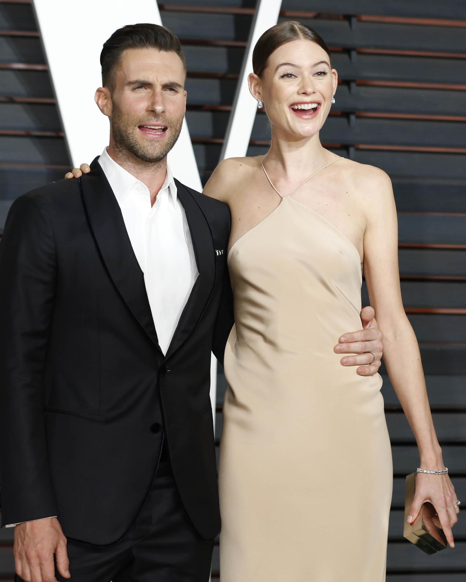 Los Angeles Feb 22 Adam Levine Behati Prinsloo At The Vanity Fair