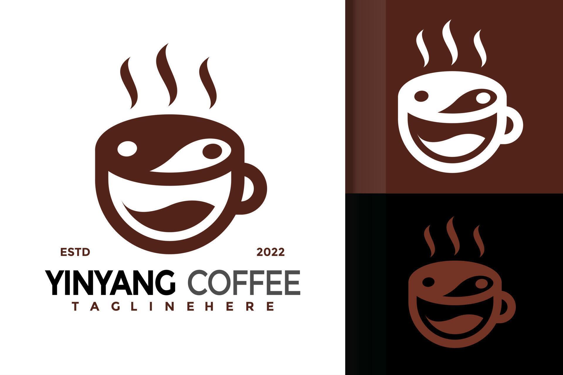 diseño de logotipo de café yinyang, vector de logotipos de identidad de marca, logotipo moderno ...