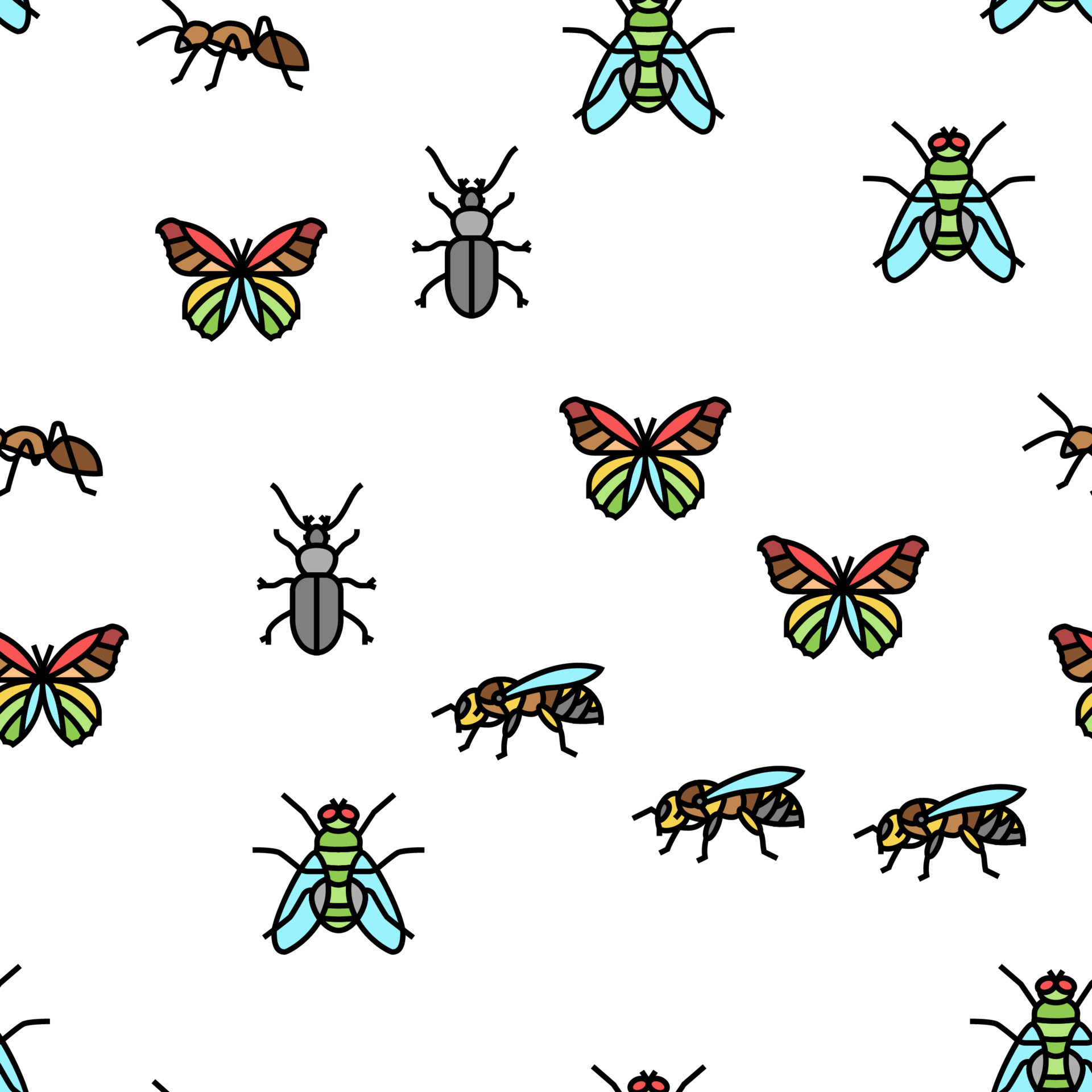 Insect, Spider And Bug Wildlife Vector Seamless Pattern 10099785 Vector ...