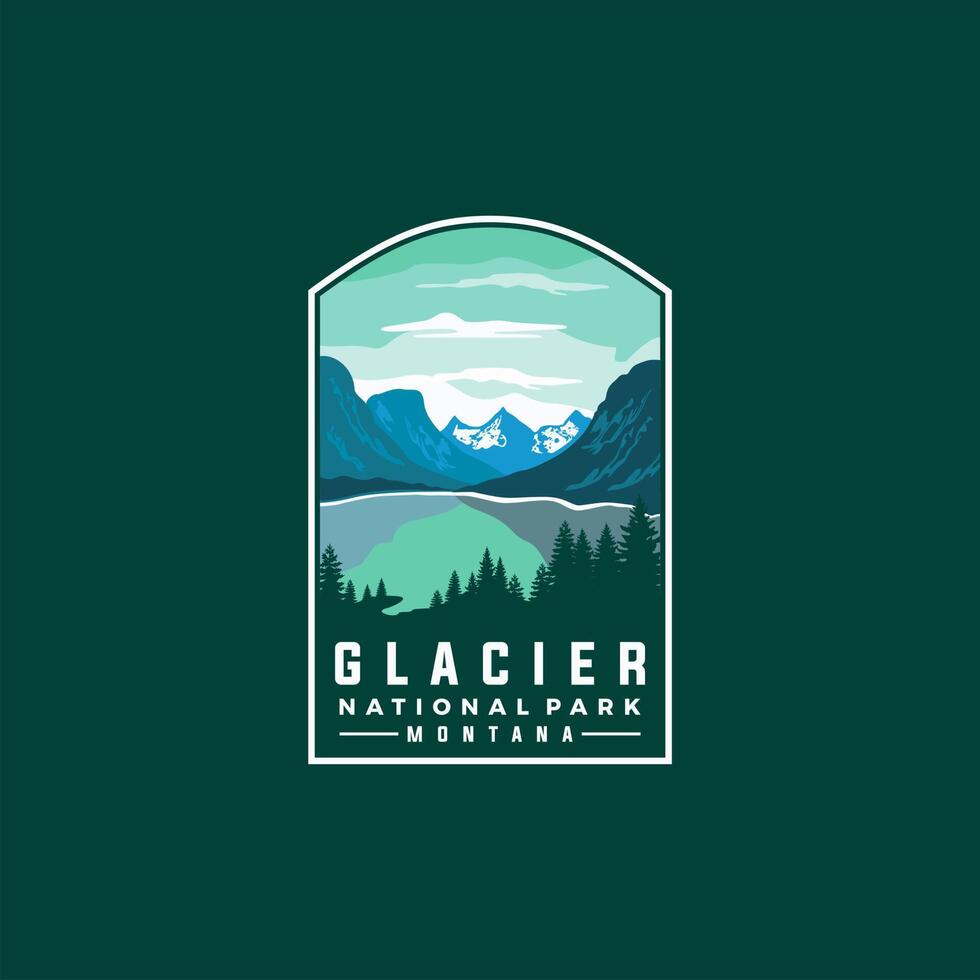 Glacier national park vector template. Montana landmark graphic ...